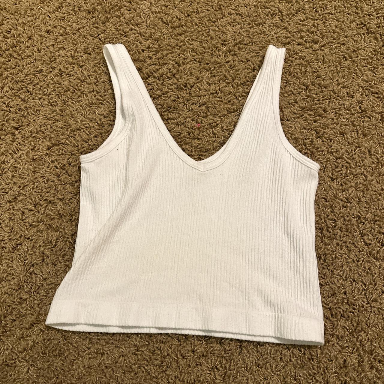urban outfitters White ribbed crop top #croptop - Depop