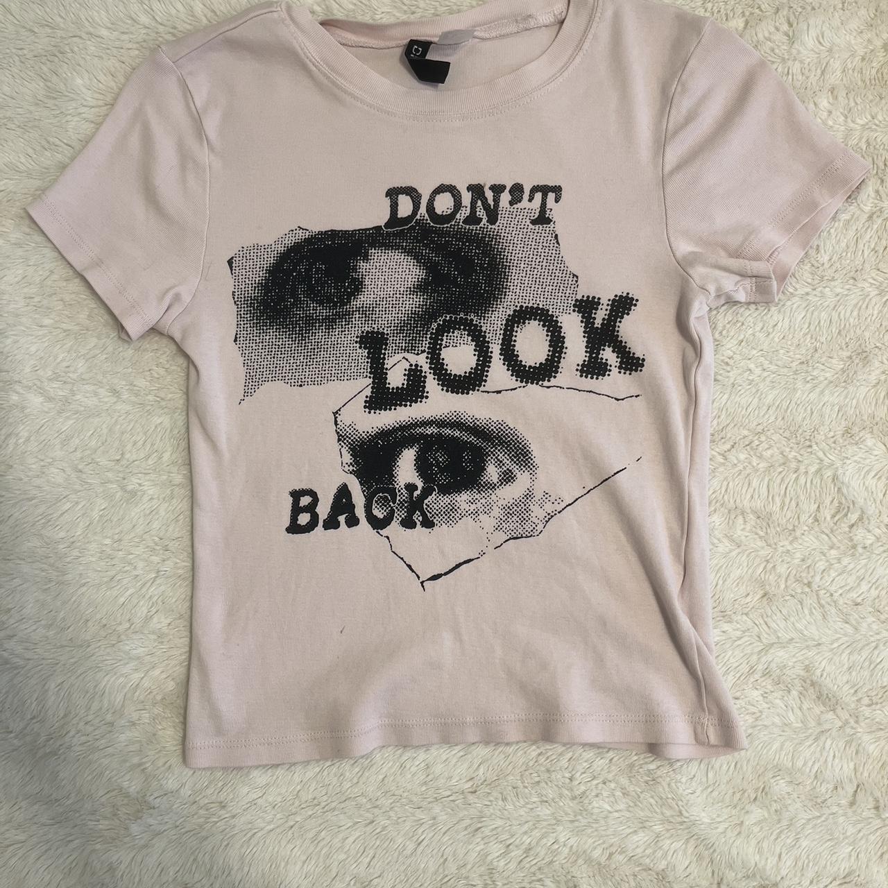 "dont look back" light pink h&m crop top size... - Depop