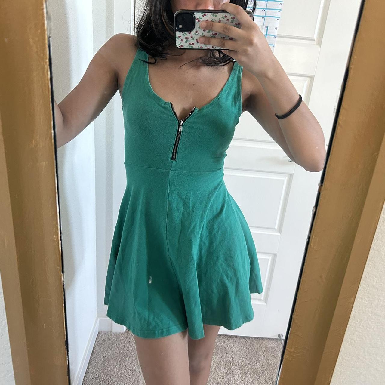 Turquoise zip up sundress - Depop