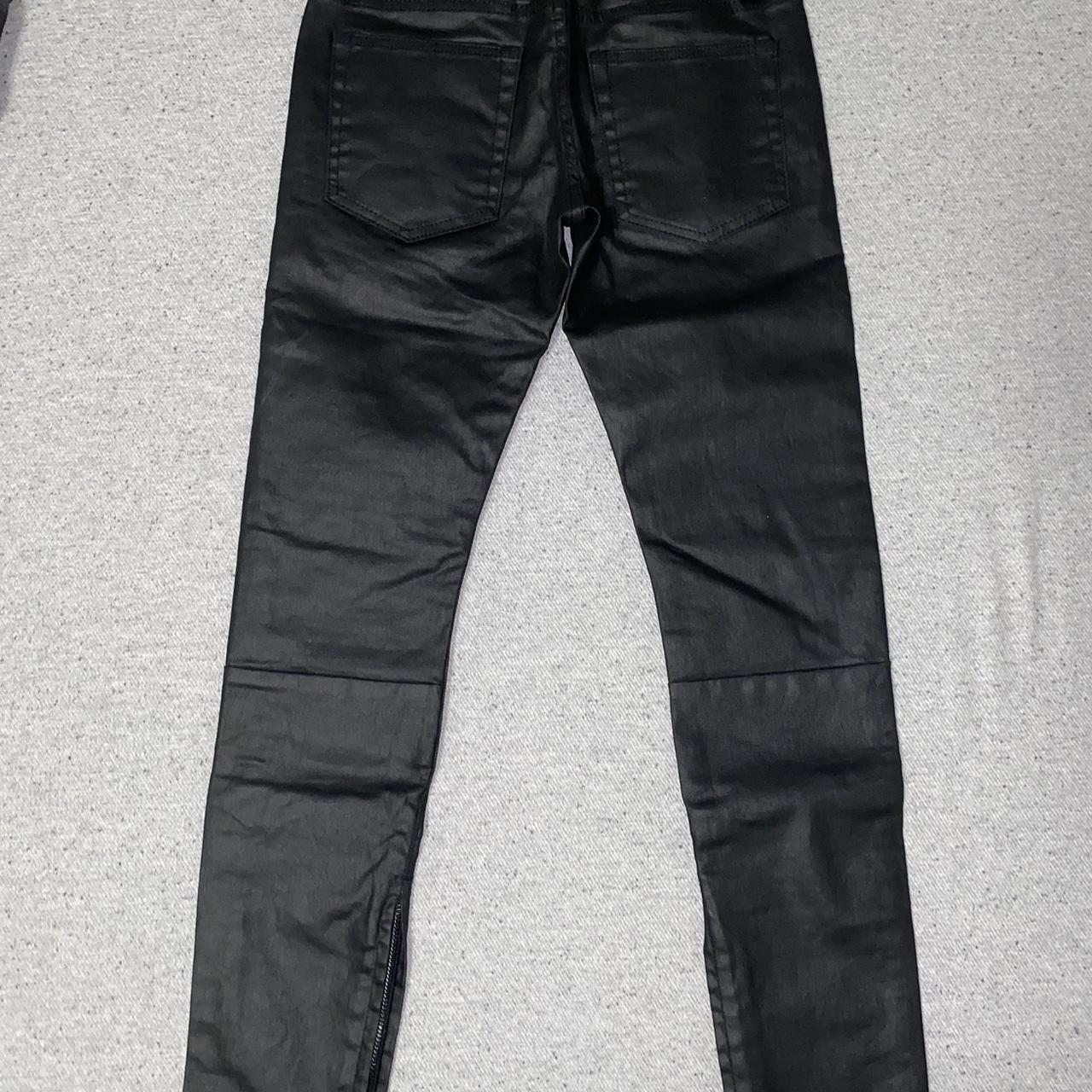 28/30 MNML skinny waxed denim jeans. zipper at... - Depop