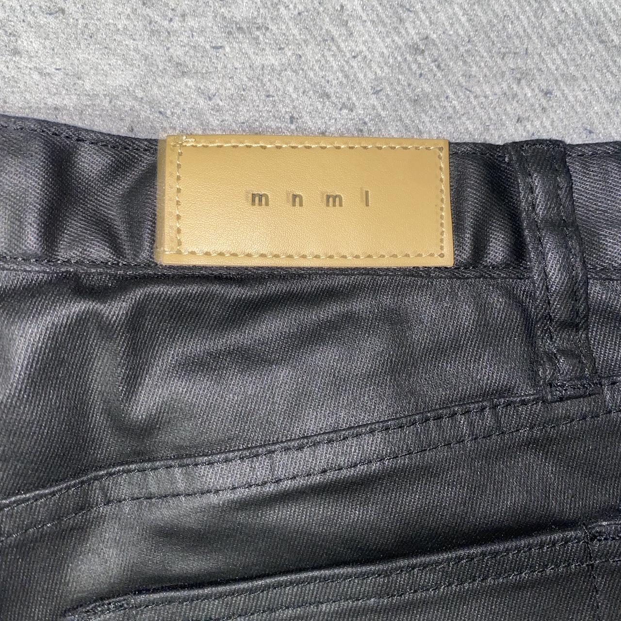 28/30 MNML skinny waxed denim jeans. zipper at... - Depop