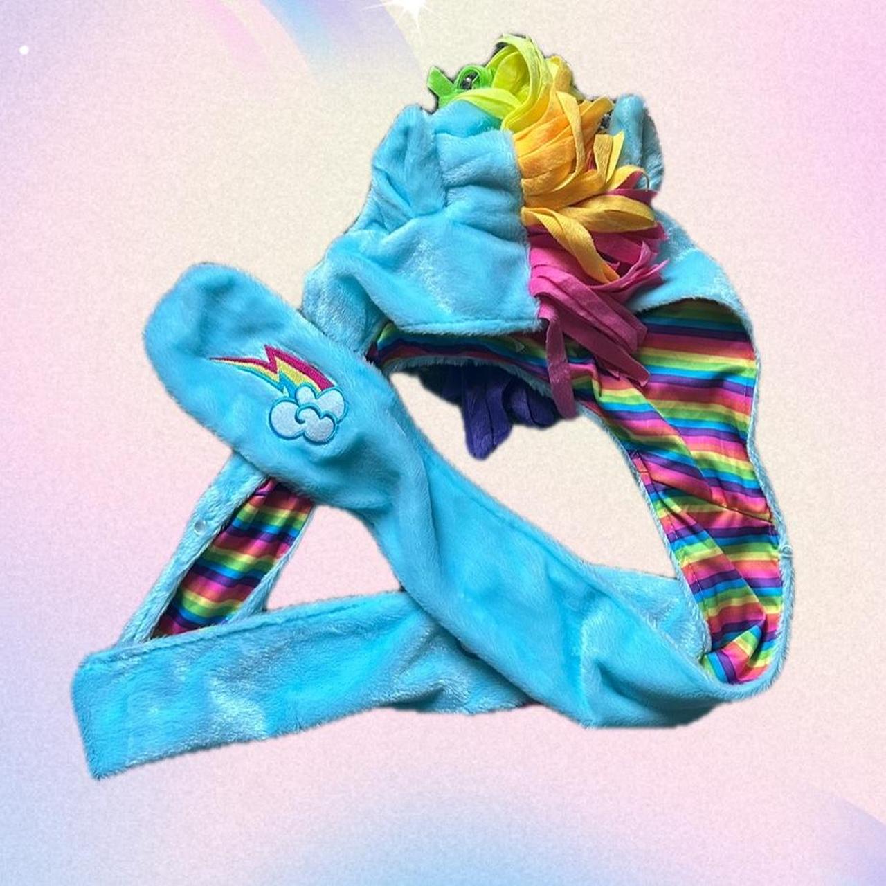 Rainbow dash hat with scarf and mittens Has rainbow... - Depop