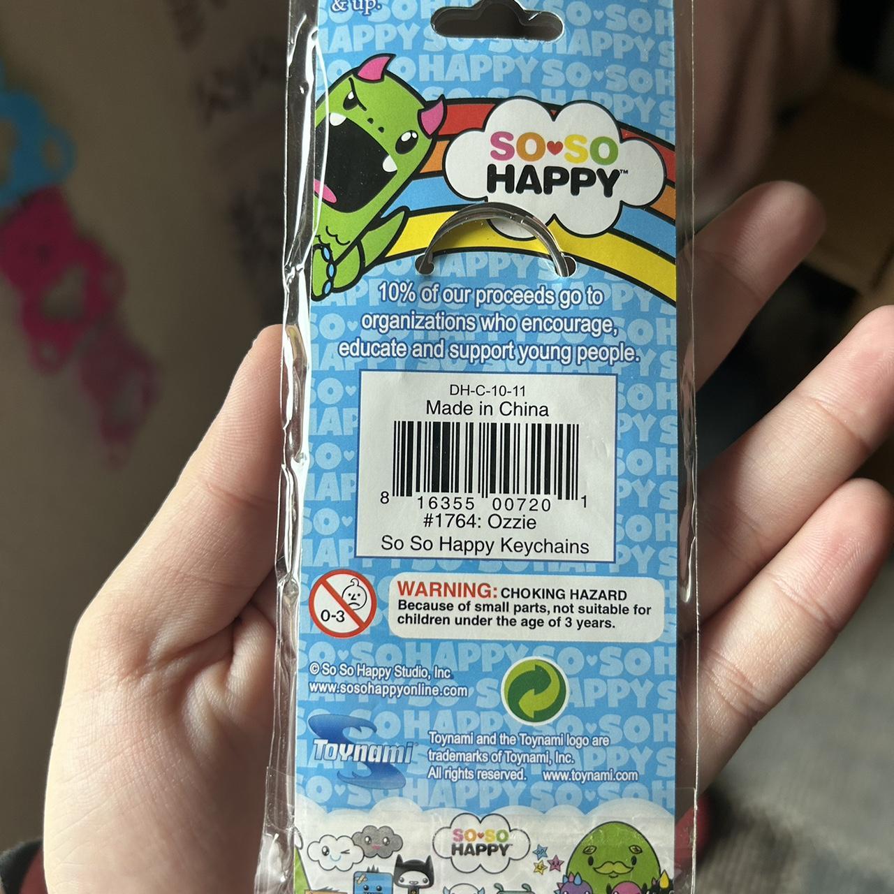 So so happy monster Ozzie keychain Vinyl keychain... - Depop