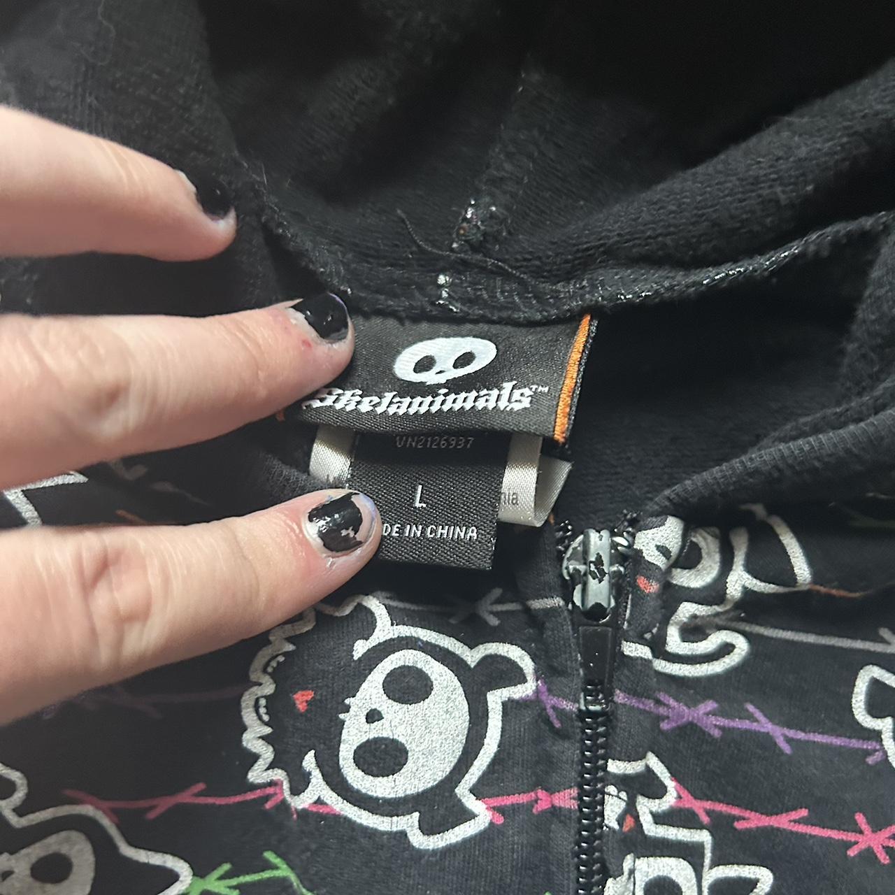 Skelanimals all over print zip up jacket Bought for... - Depop