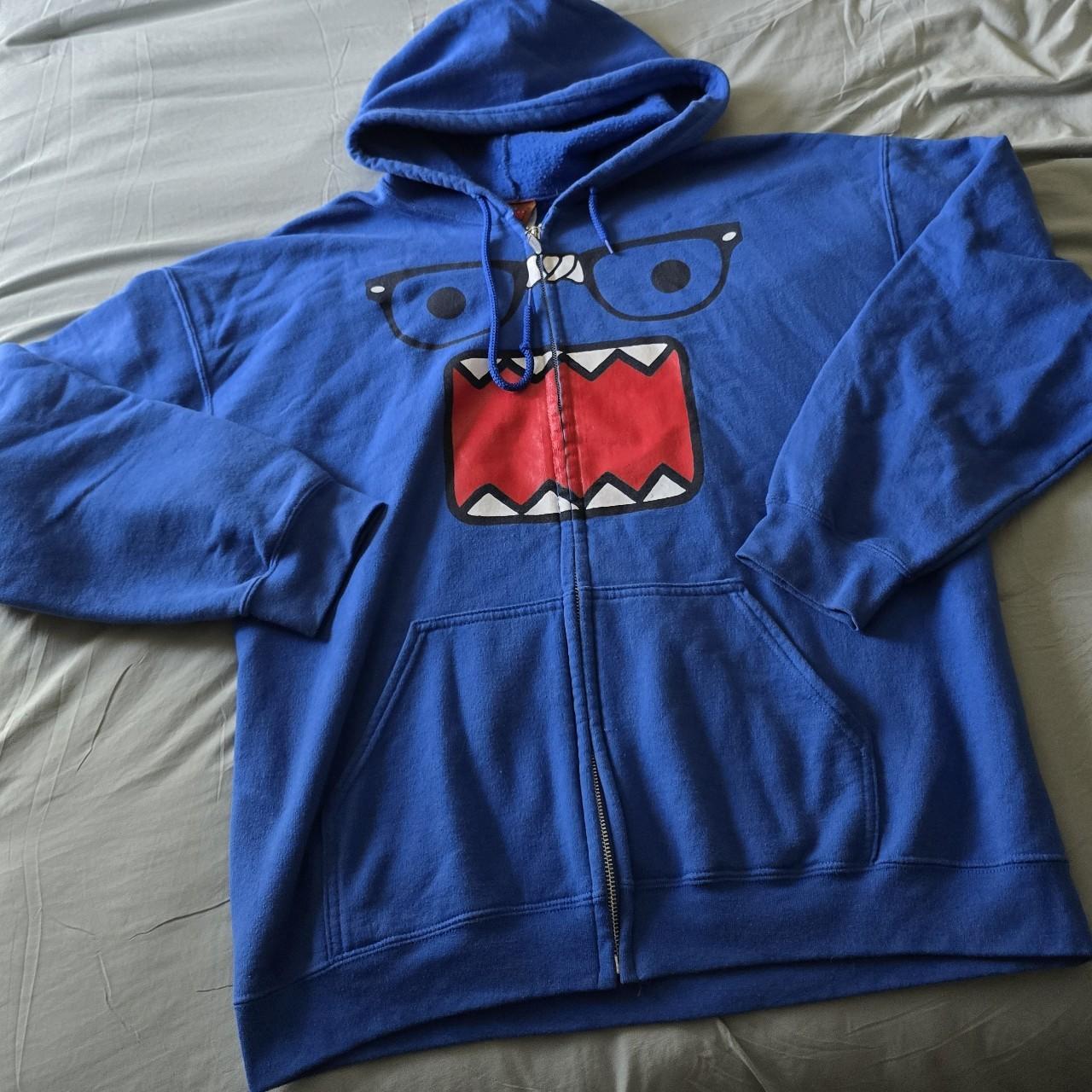 Nerd Domo Kun blue zip up jacket in a size X-Large... | Depop