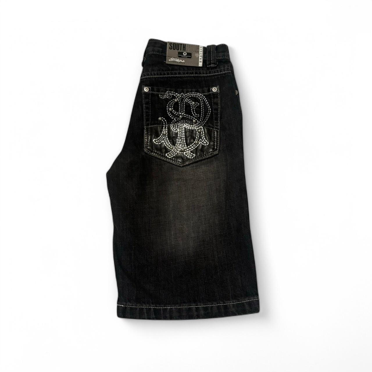 ̟ Black Southpole jorts with silver SP... | Depop