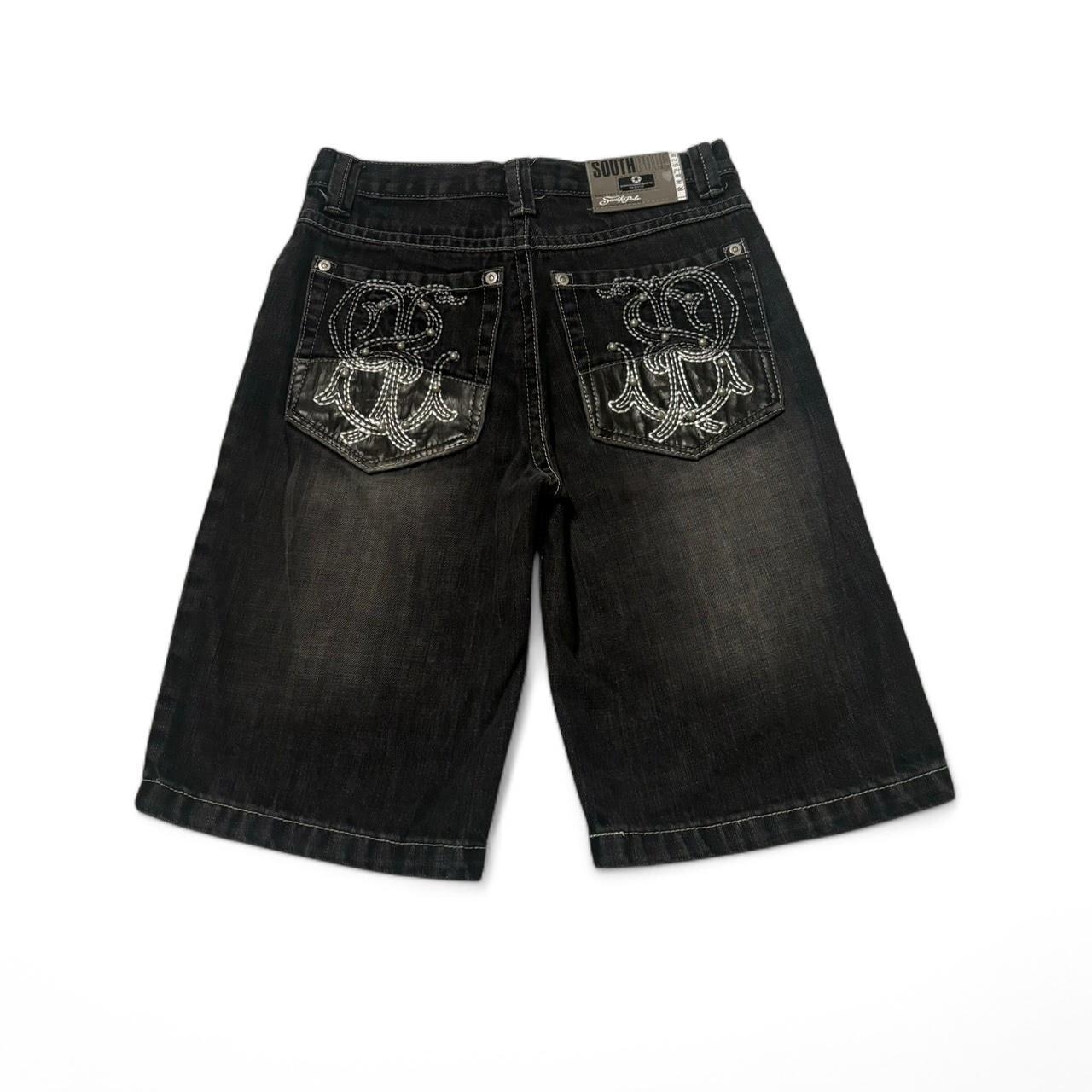̟ Black Southpole jorts with silver SP... | Depop