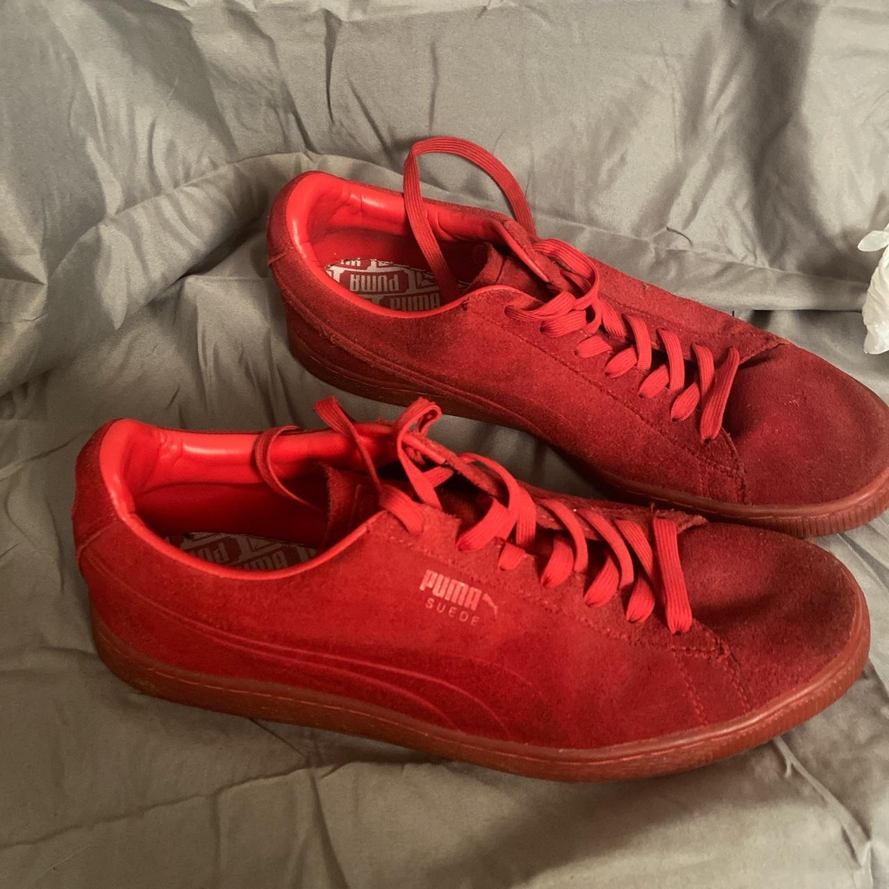 Puma Red Suede Sneakers Trainers US Men 12 - Depop