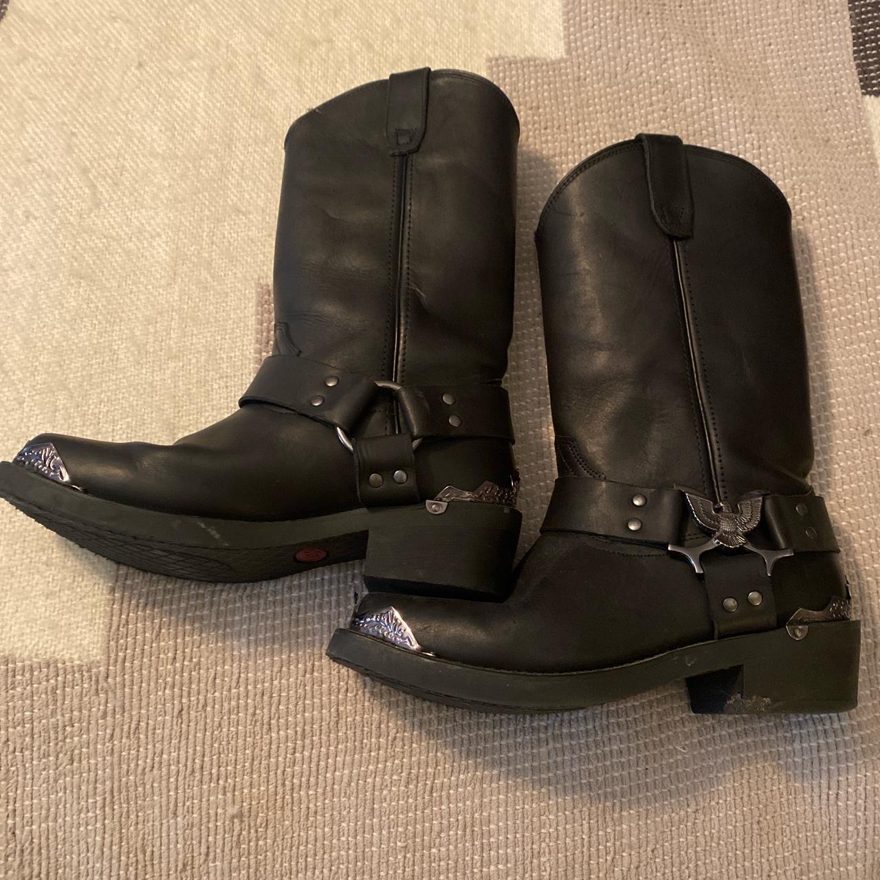 Mens Dingo Motorcycle Boots Chopper Harness Leather... - Depop