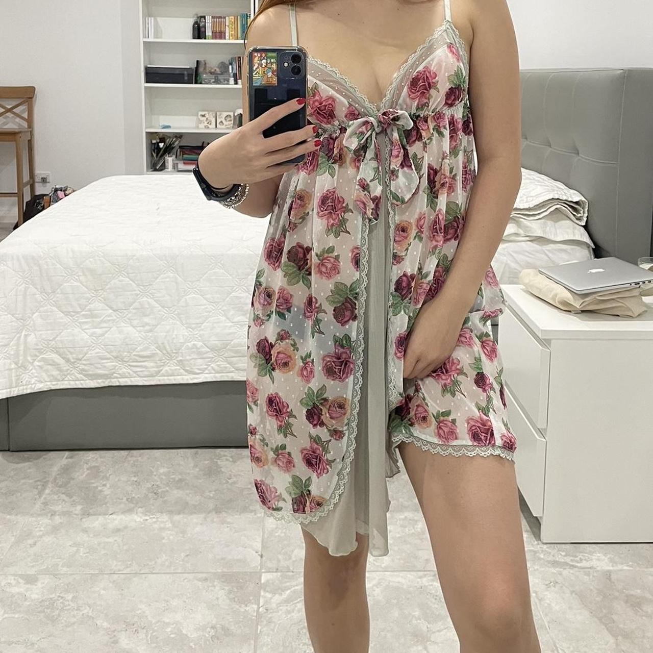 LACY FLORAL SHEER MESH NIGHT DRESS🔆 (BUY 2 GET 1... - Depop