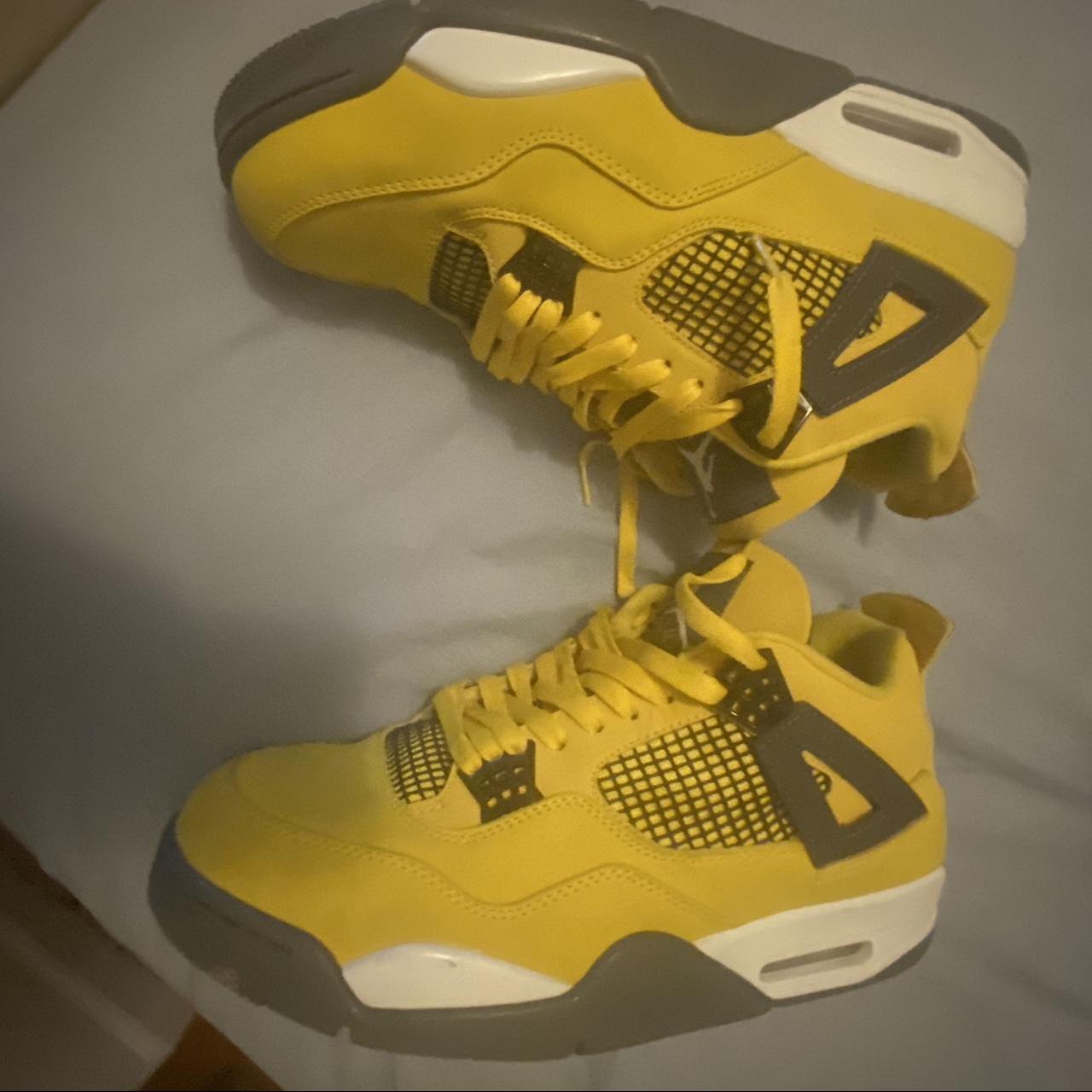 Jordan 4 yellow lighting Size:13 Like new Text me... - Depop