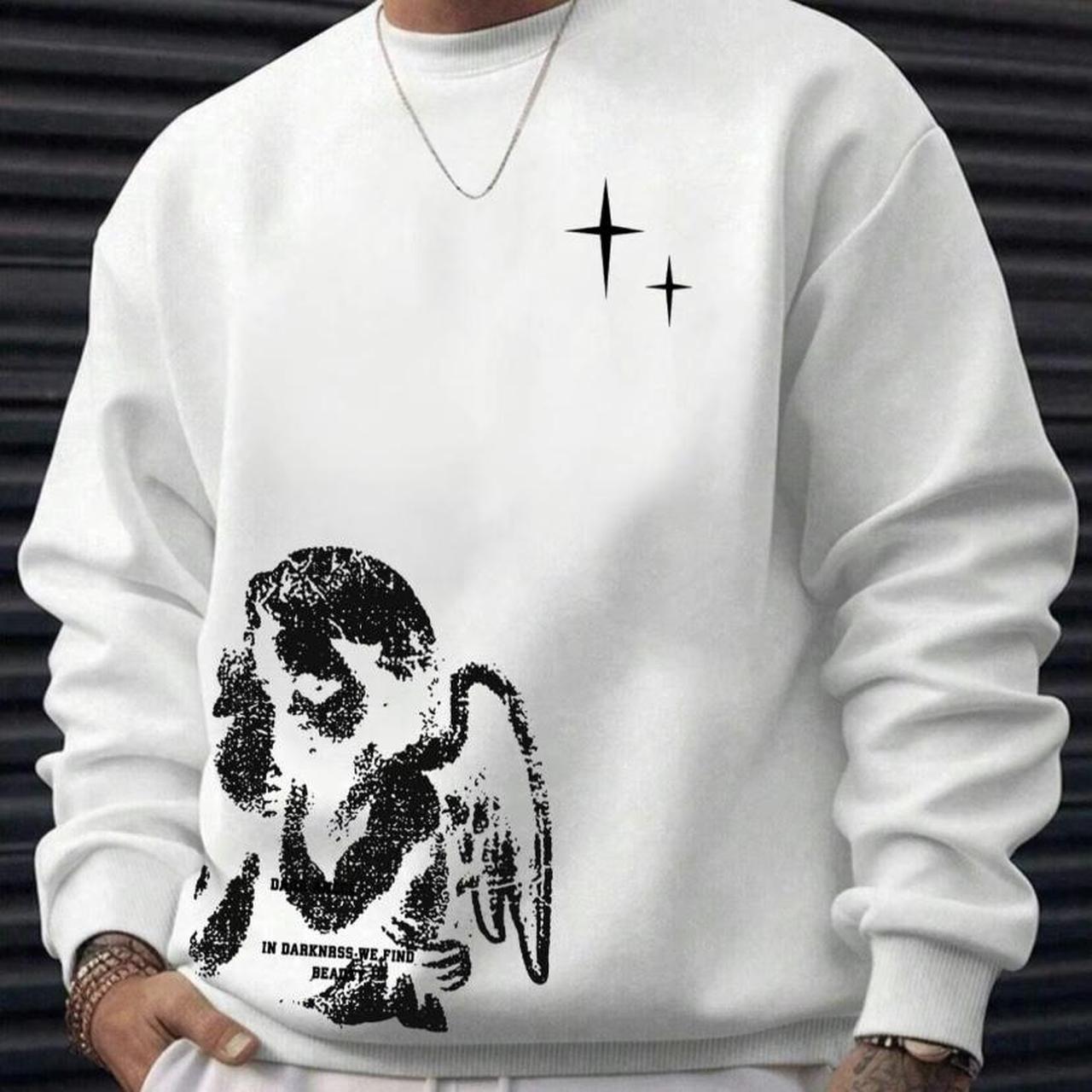 Vintage White Angel & Stars Print Thermal Lined... - Depop