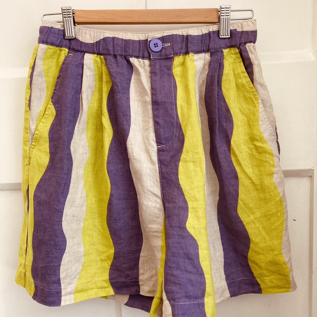 Gorman lilac and lime linen shorts from their Green... - Depop