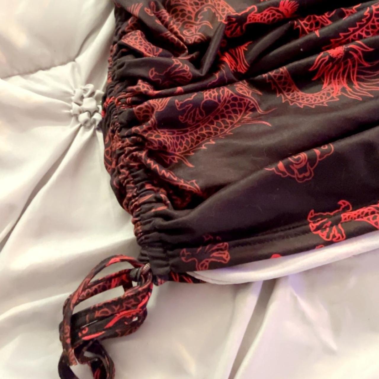 shein black and red dragon dress with scrunch... - Depop