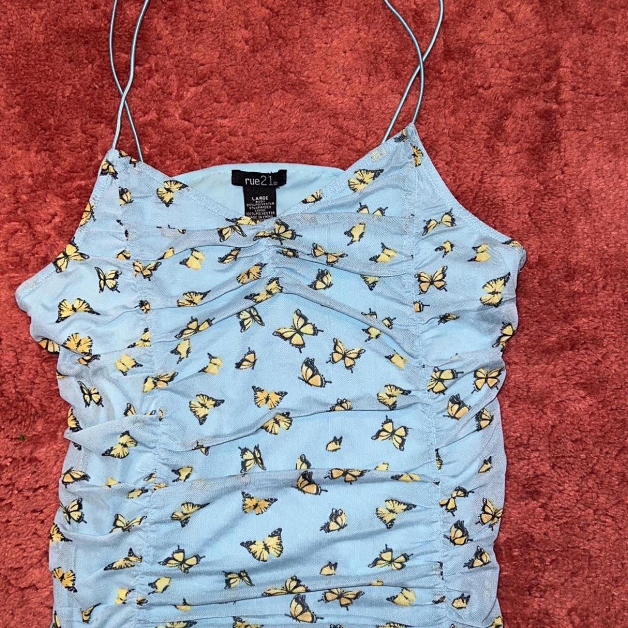 Beautiful baby blue butterfly shirt size L but runs... - Depop