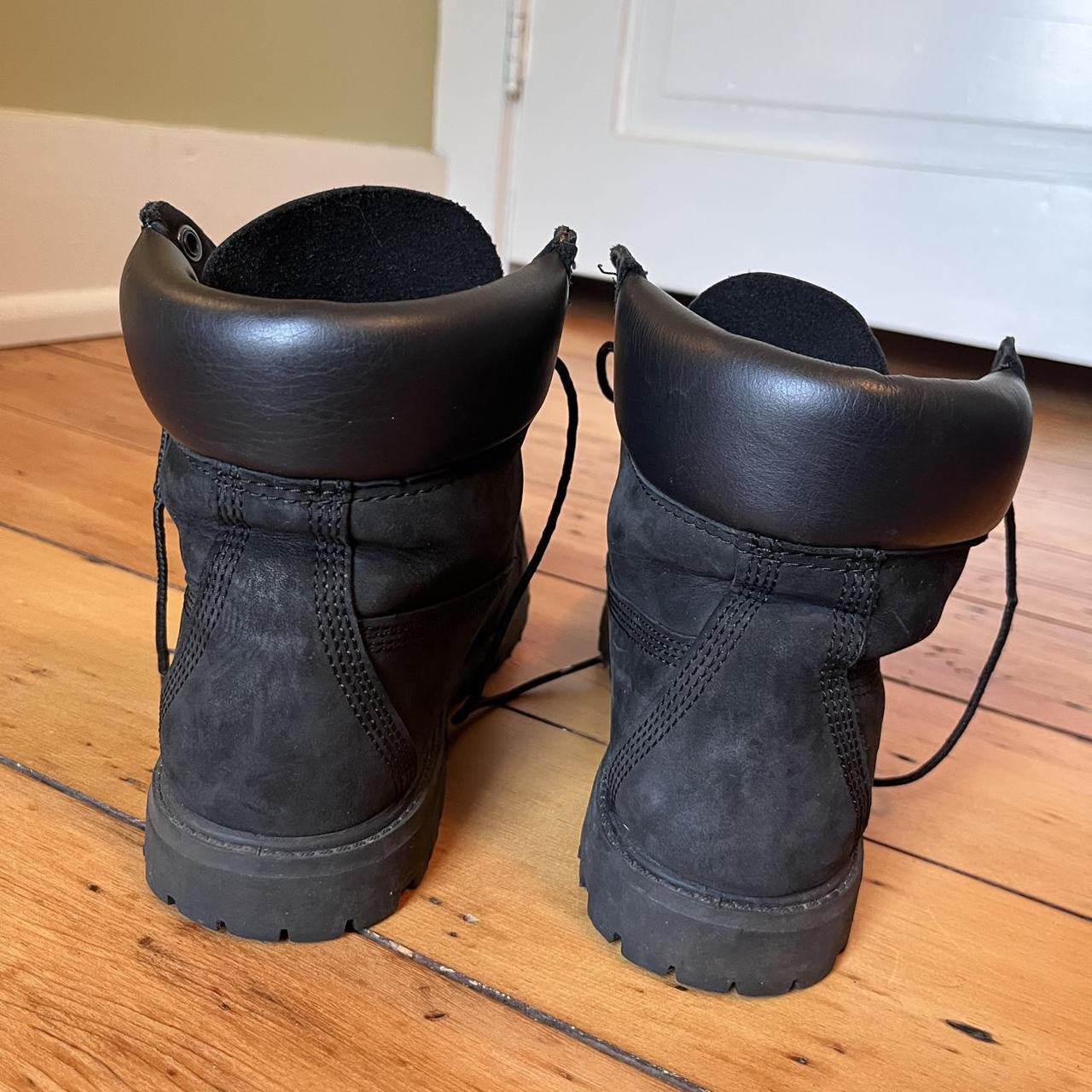 Black leather Timberland lace-up boots Classic... - Depop