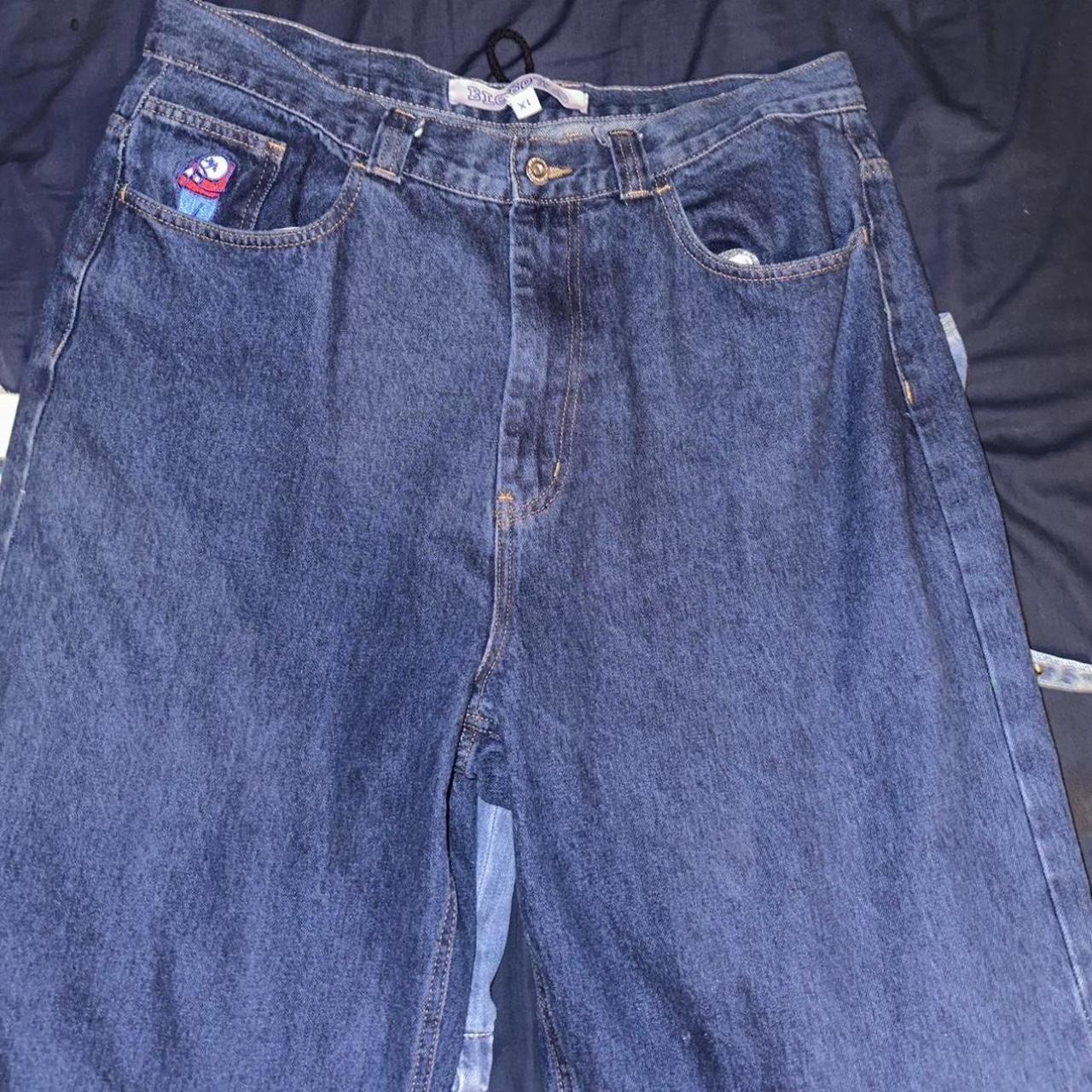 blue big boy jeans black and blue together - Depop