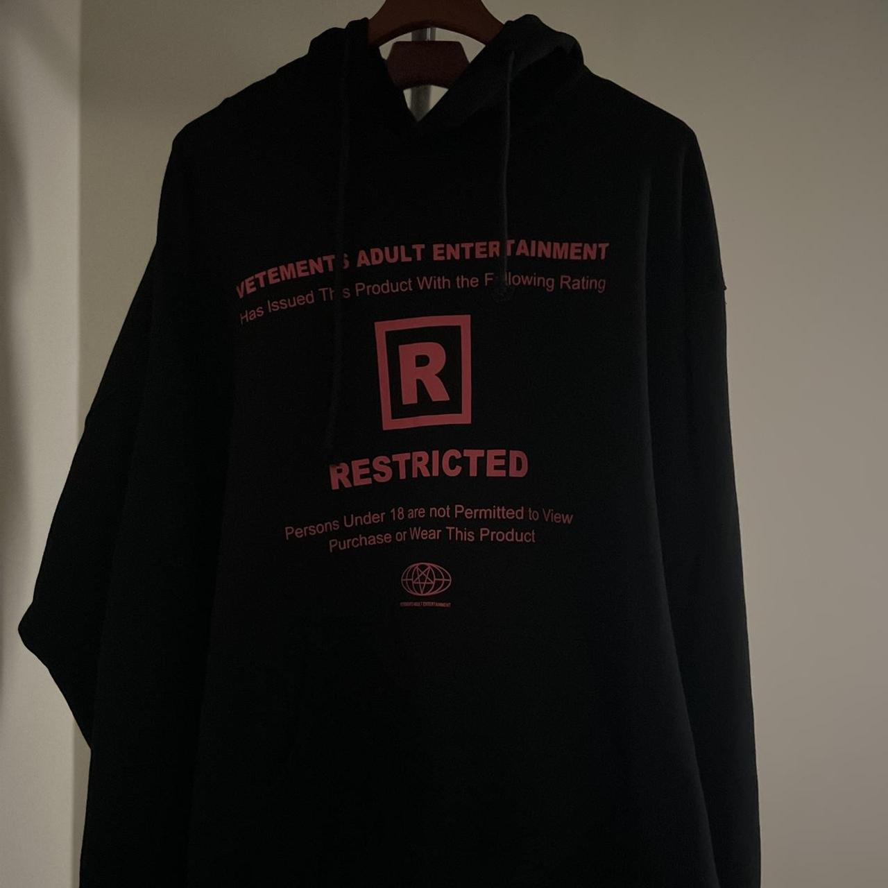 Vetements Men's Black and Red Hoodie | Depop