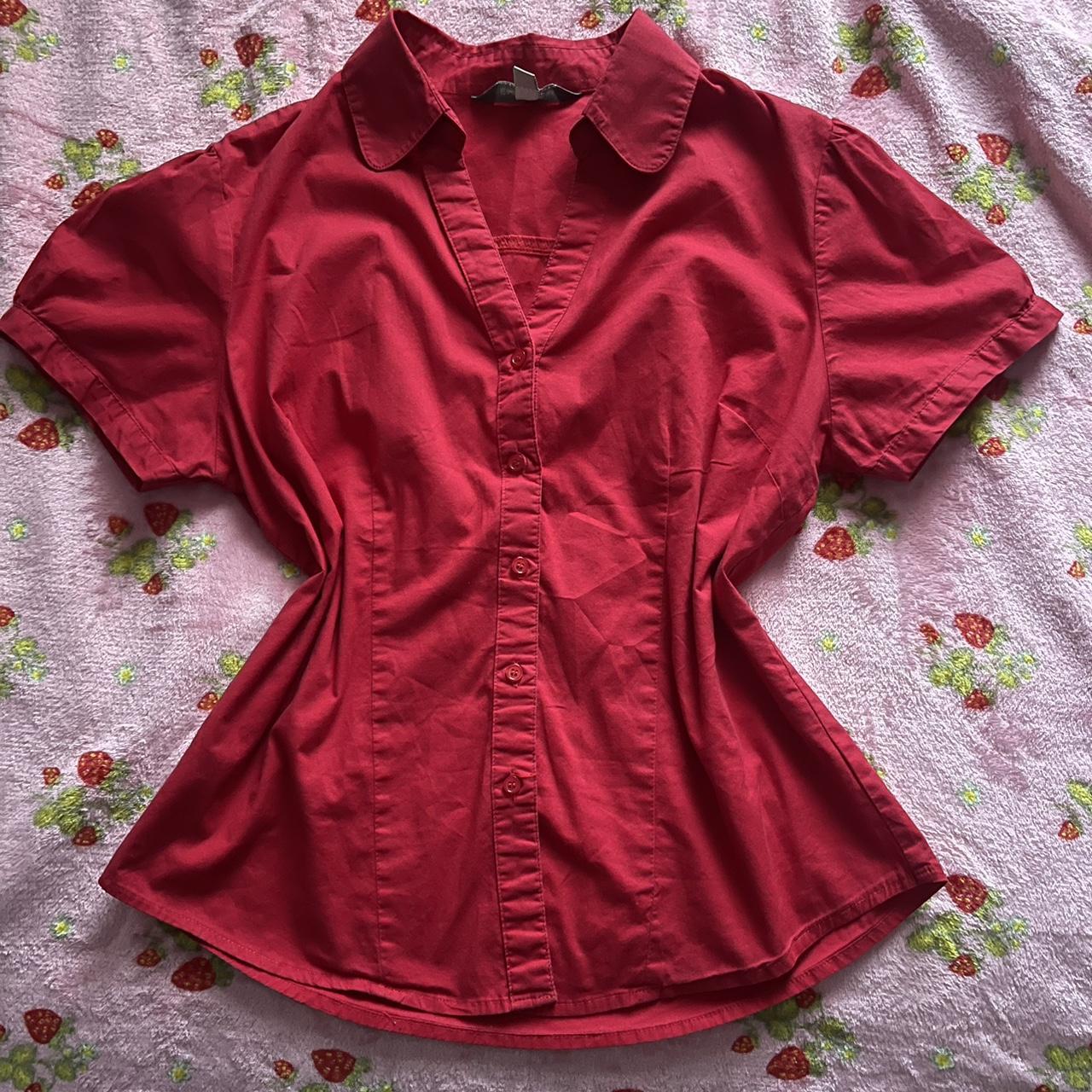 Cherry red blouse 🍒 🍒can fit multiple aesthetics... - Depop