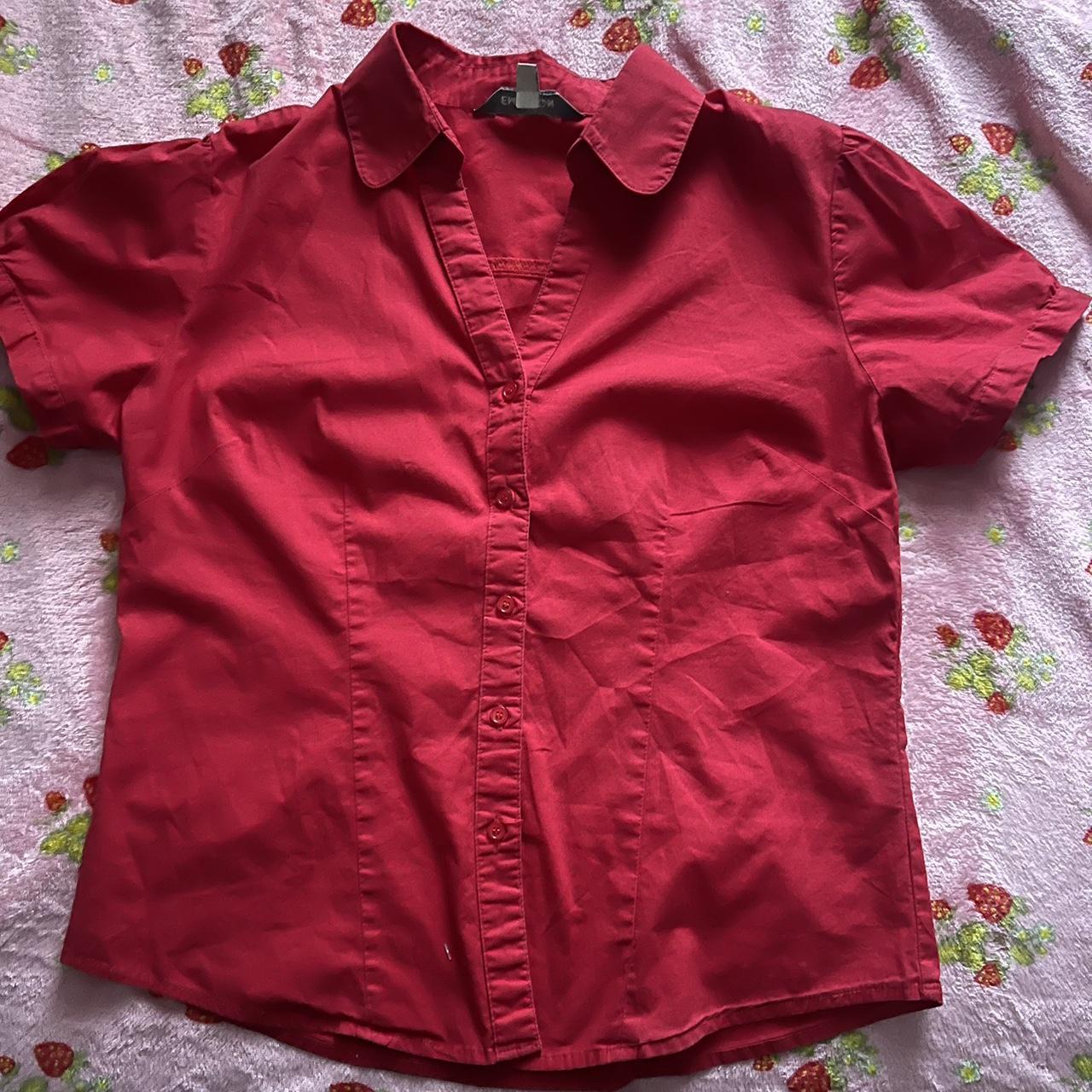 Cherry red blouse 🍒 🍒can fit multiple aesthetics... - Depop