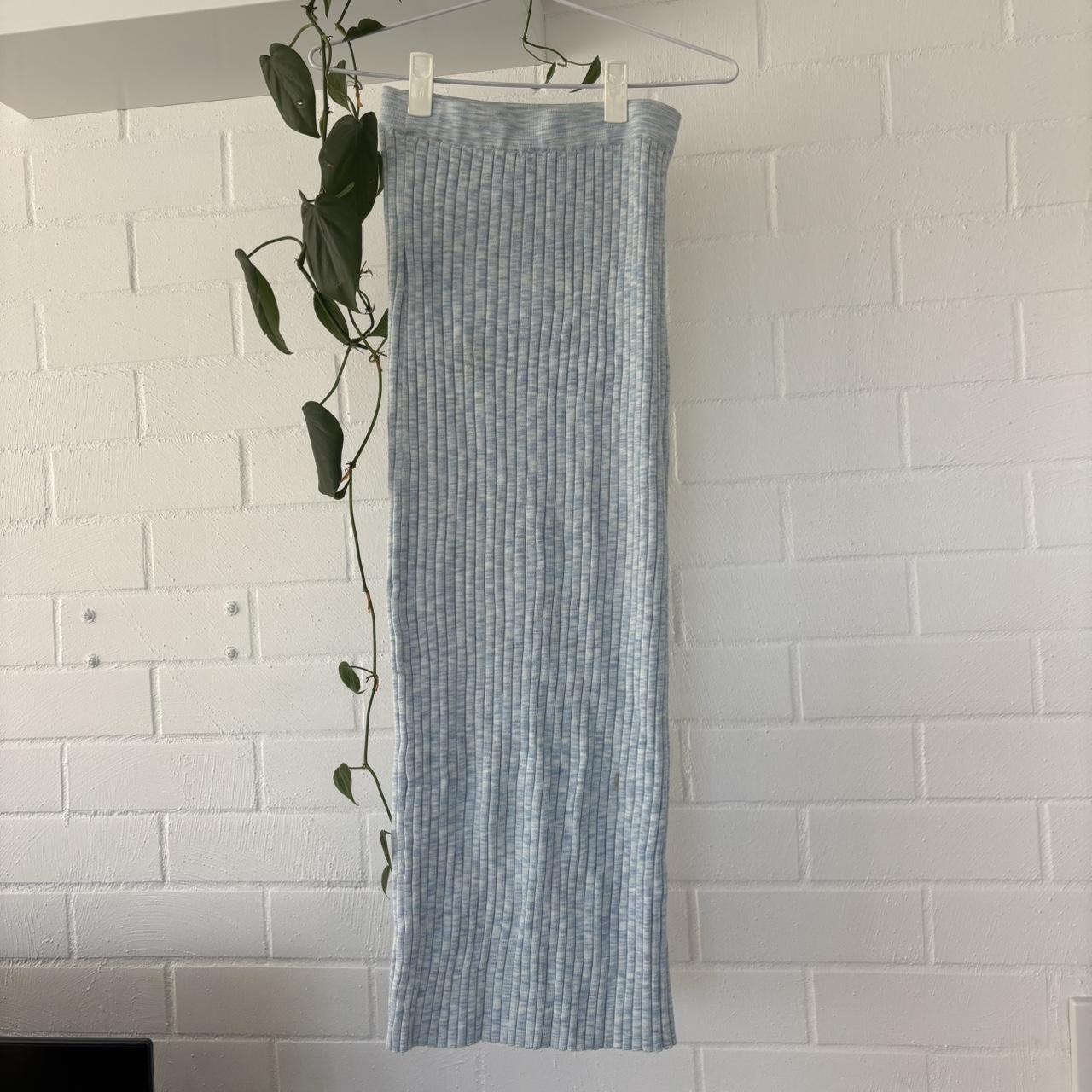 Kookai Mimi Light Baby Blue Marle Knit Midi Skirt 🩵... | Depop