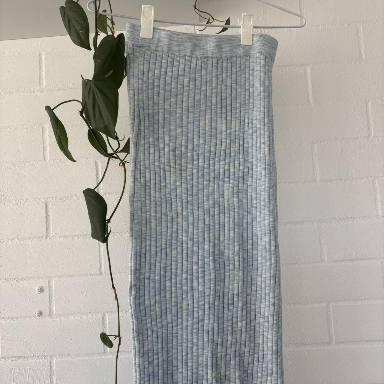 Kookai Mimi Light Baby Blue Marle Knit Midi Skirt 🩵... | Depop