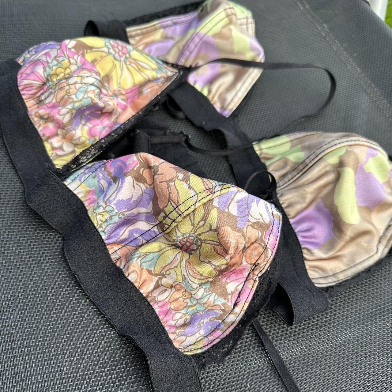 Two colourful camo and flower Bralettes Bra... - Depop