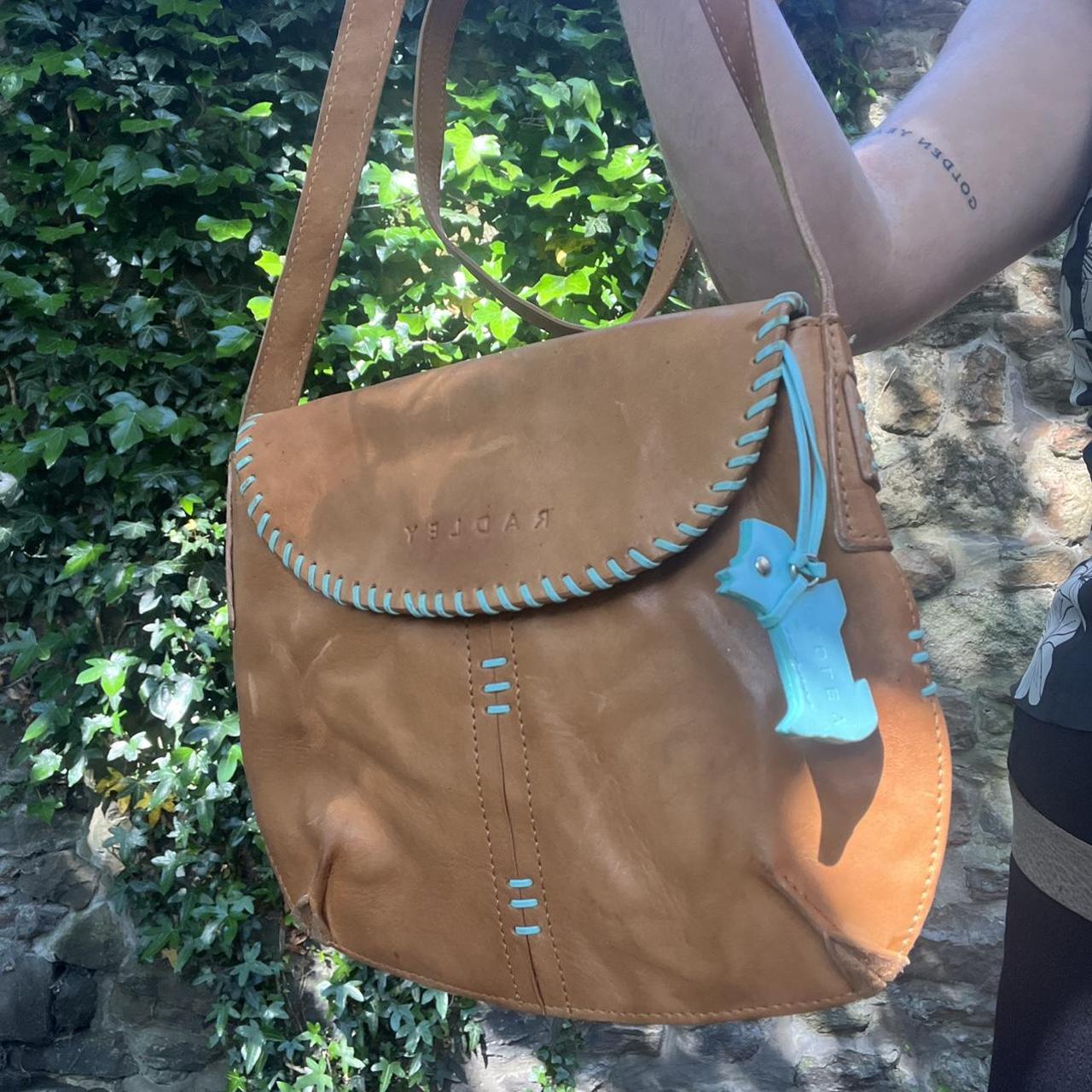 Vintage RADLEY Tan leather cross body bag. Small... - Depop