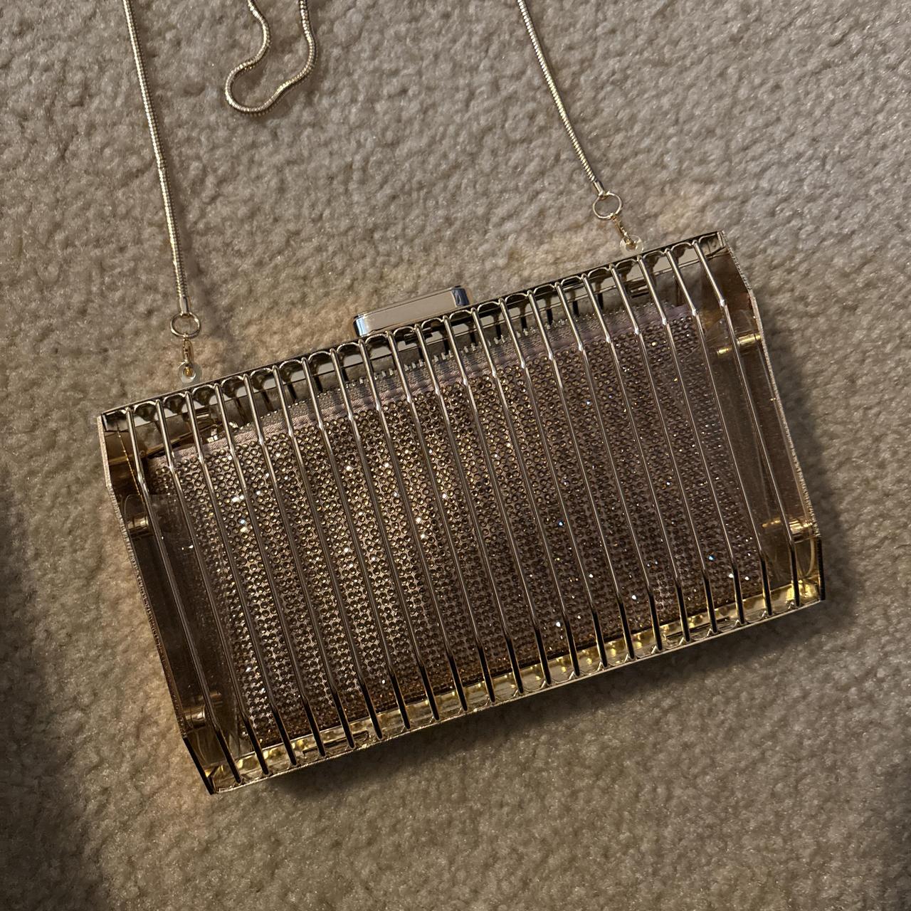 Zara Silver and gold evening clutch bag #Glamour - Depop