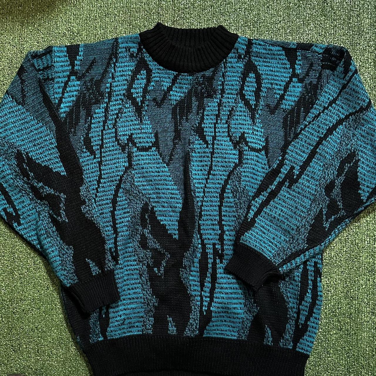90s Pattern knit sweater Size XL Measurements 22 by... - Depop