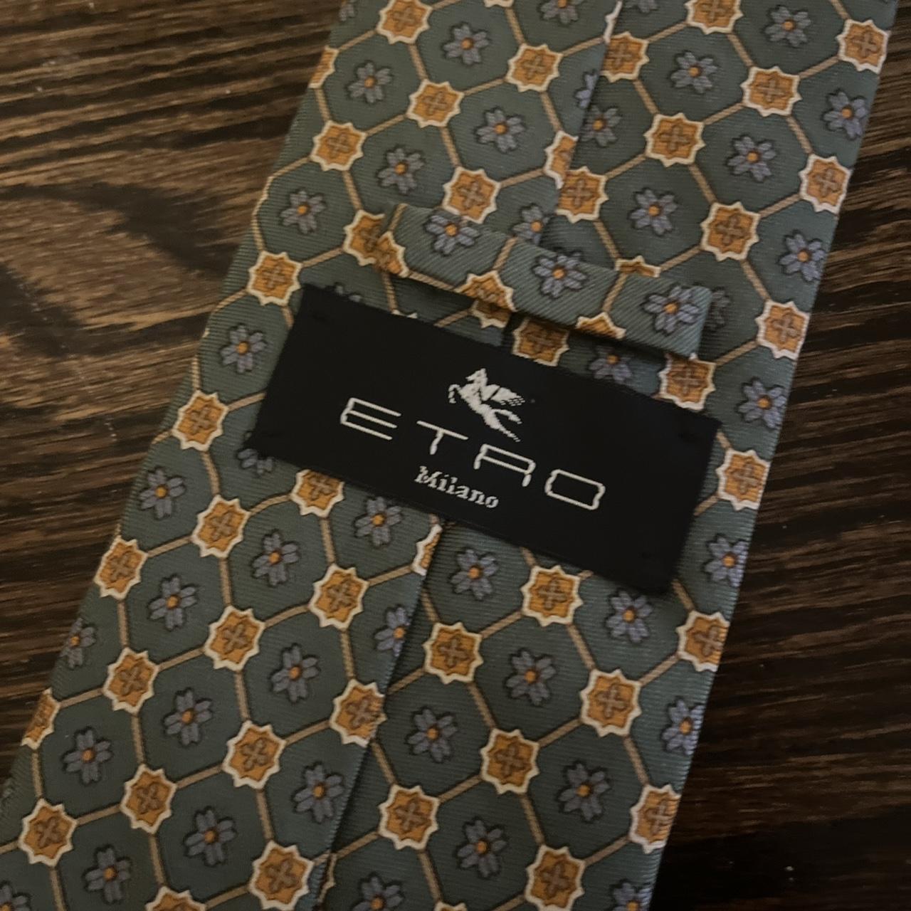 Etro Paisley Green Tie 100% Silk Made In Italy With... - Depop