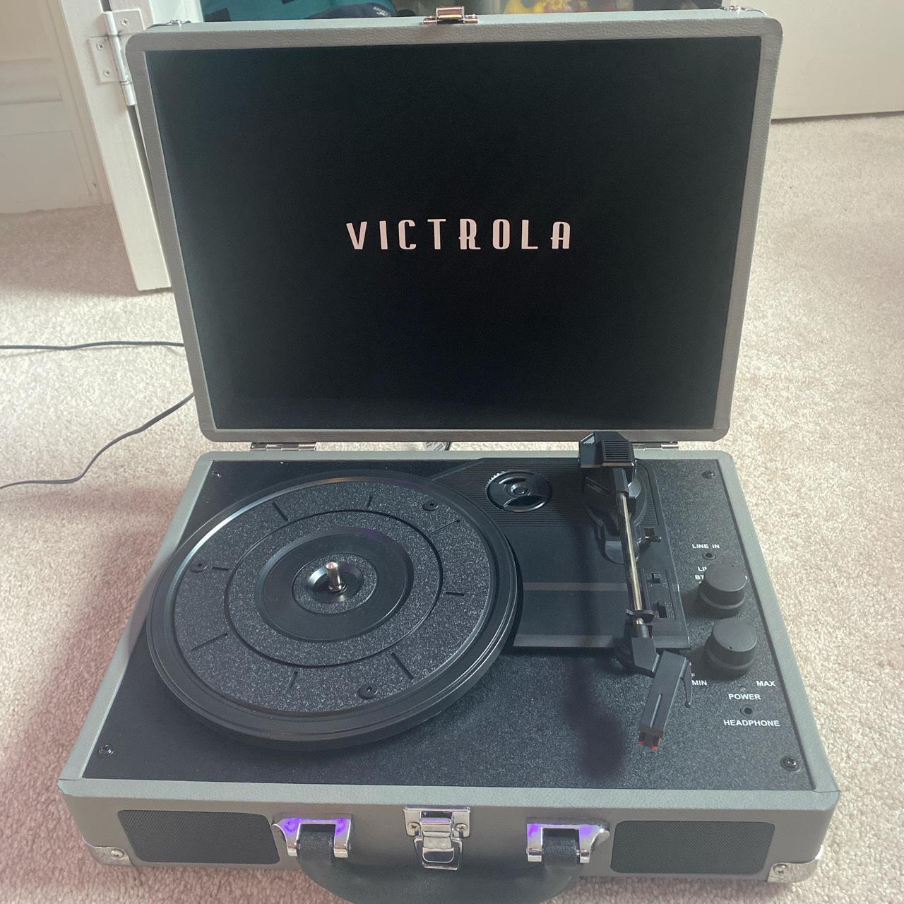 Grey Victrola suitcase record player Has 1 sticker... - Depop