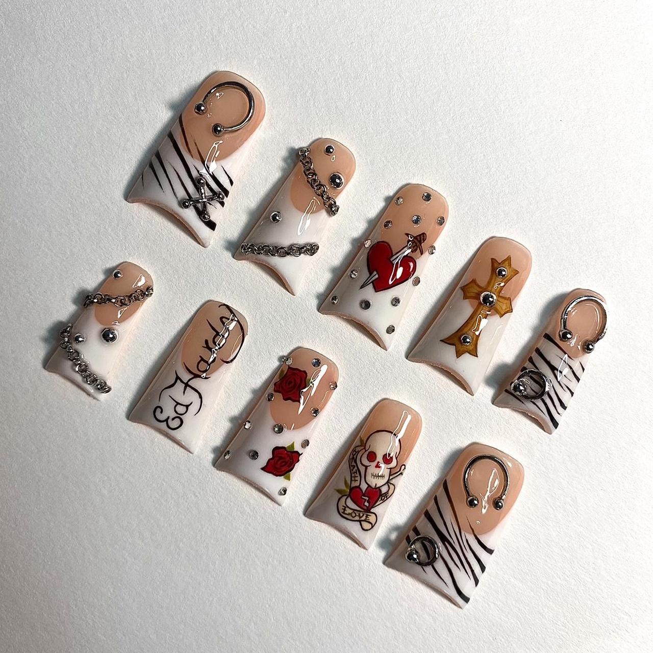 2000s Ed hardy duck nails☠️💋 Message me before... - Depop