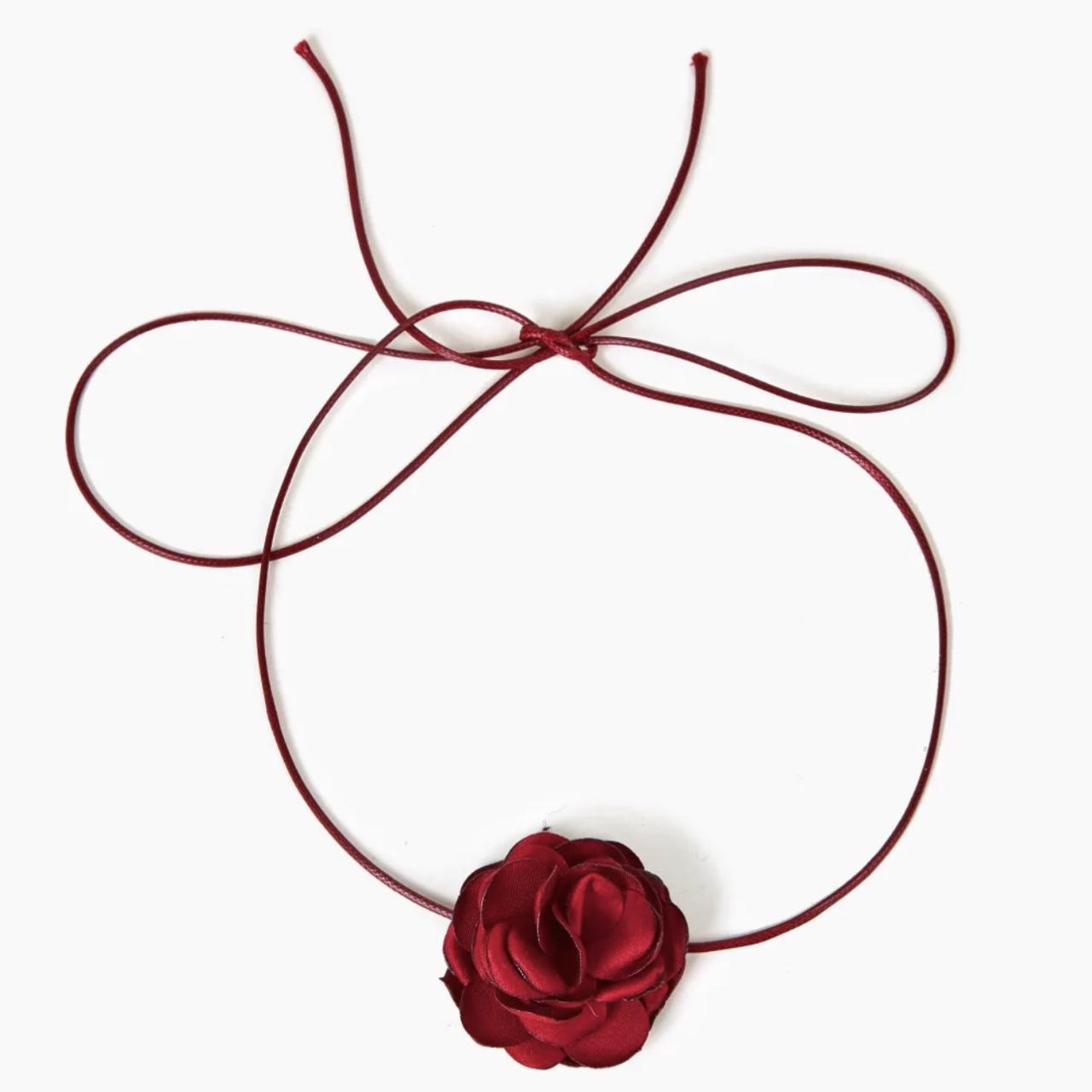 red rose choker string necklace!! 🌹🌹🌹 one size and... - Depop