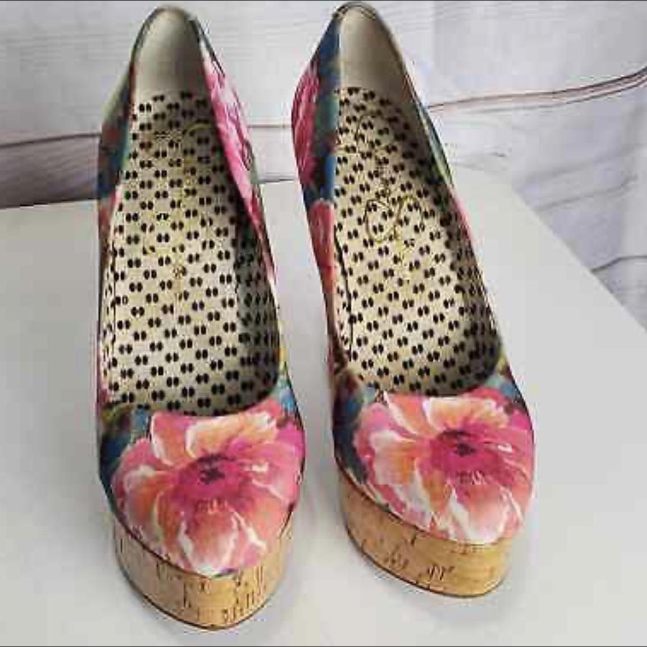 Jessica Simpson floral heels size 8.5 - Depop