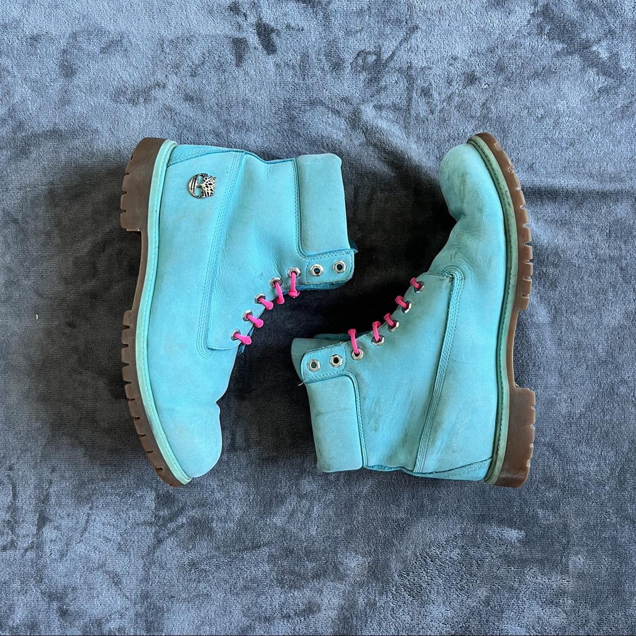 Turquoise TIMBERLAND leather boots, the absolute... - Depop