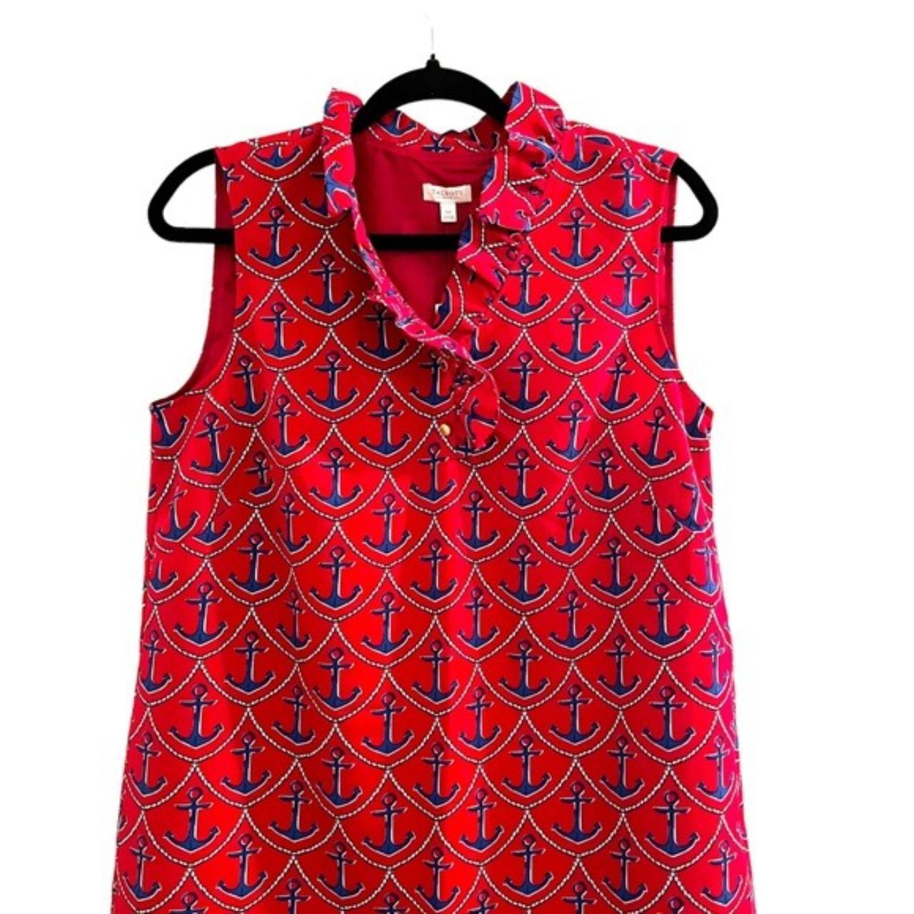Talbots Sleeveless Red Nautical Anchor Shift Dress... - Depop