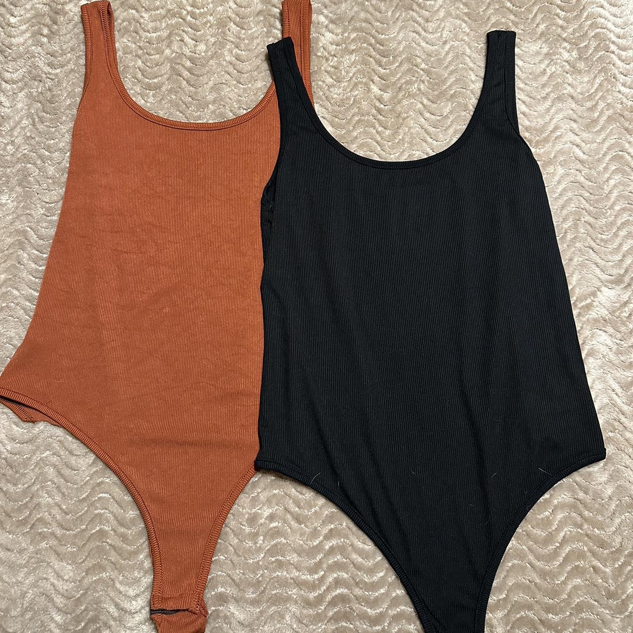 womens 2 pack bodysuits size large the back is cut... - Depop