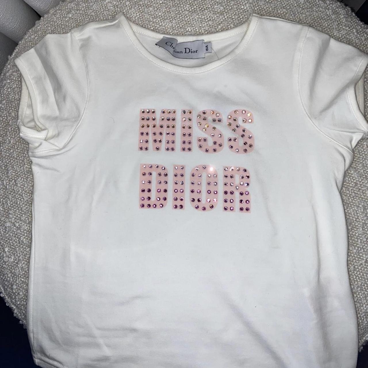 Christian Dior Women's White and Pink T-shirt | Depop