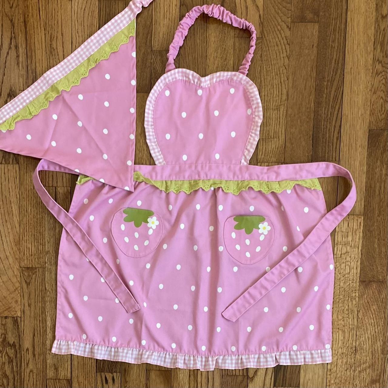 mother garden pink strawberry apron 🎀 japanese size... - Depop
