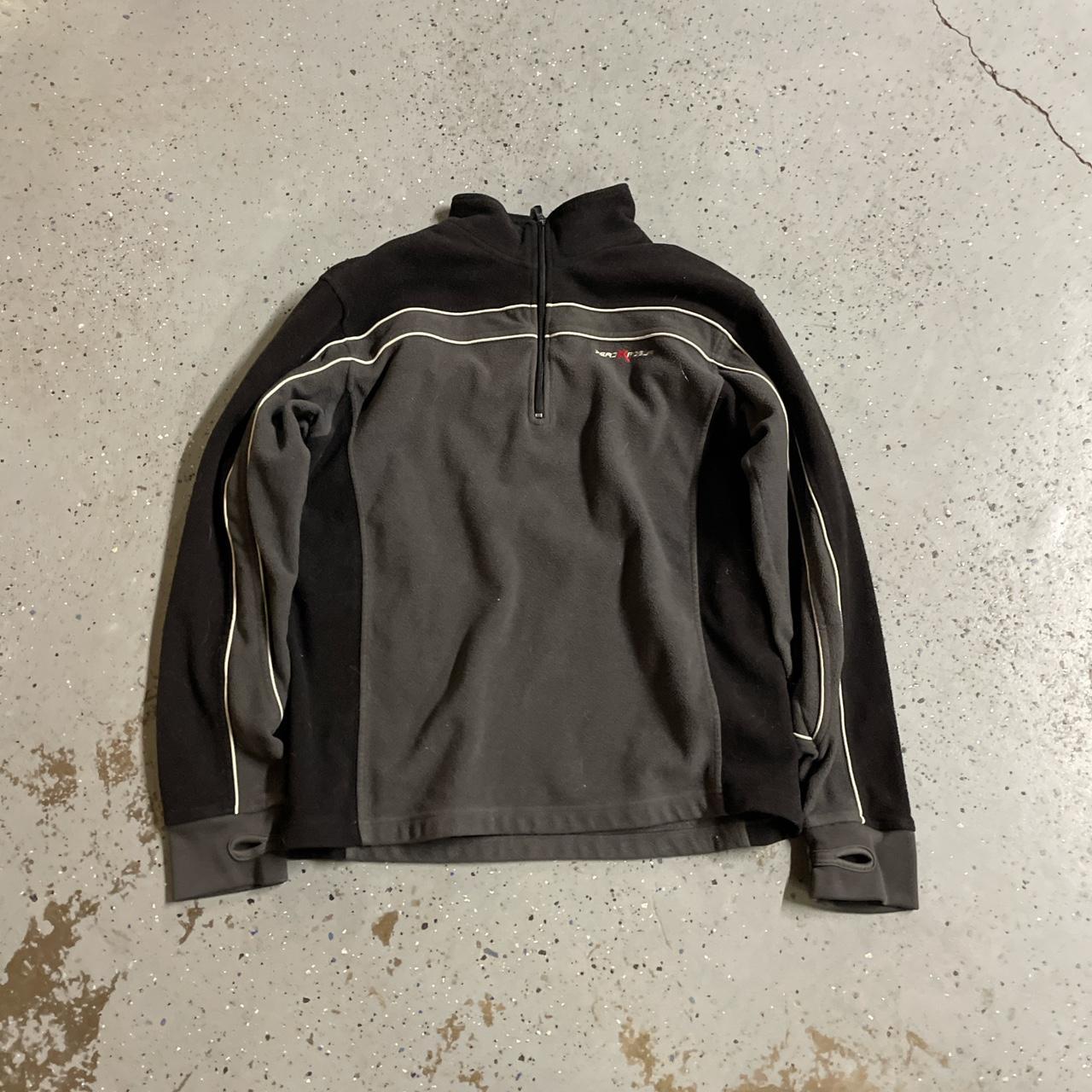 Grey and black vintage 90s fleece sweatshirt fleece - Depop