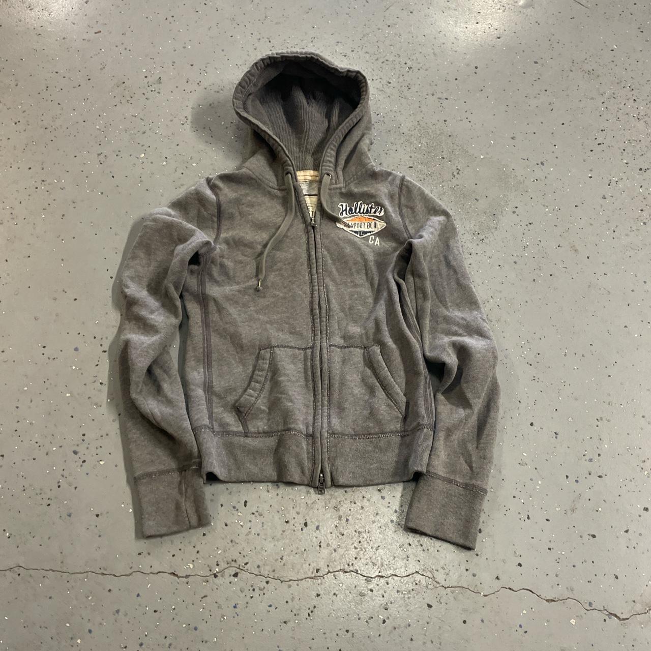 Grey Hollister Co. zip up hoodie #y2kfashion - Depop