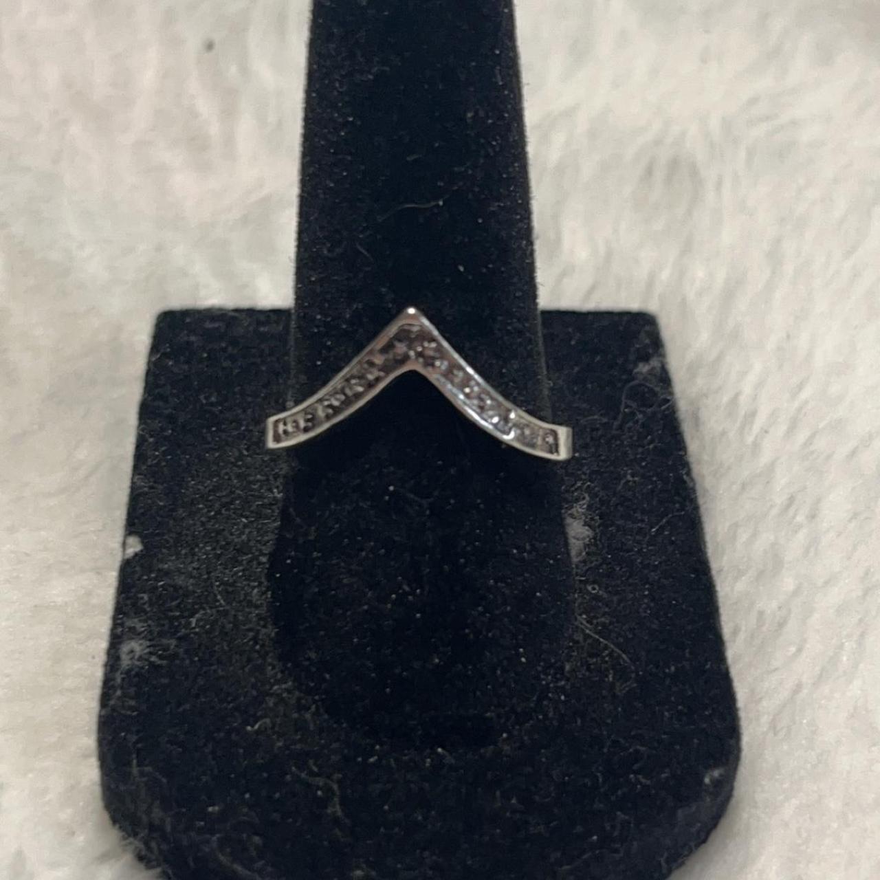 Silver and white diamond ring - Depop