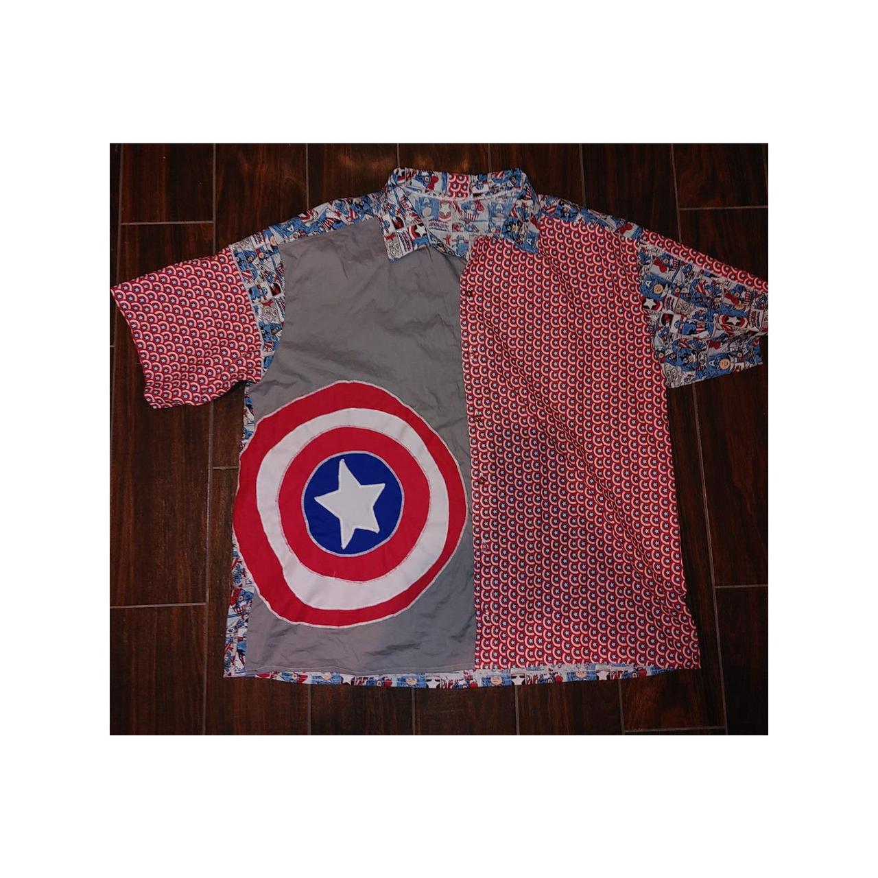 This is a custom made Captain America button down... - Depop