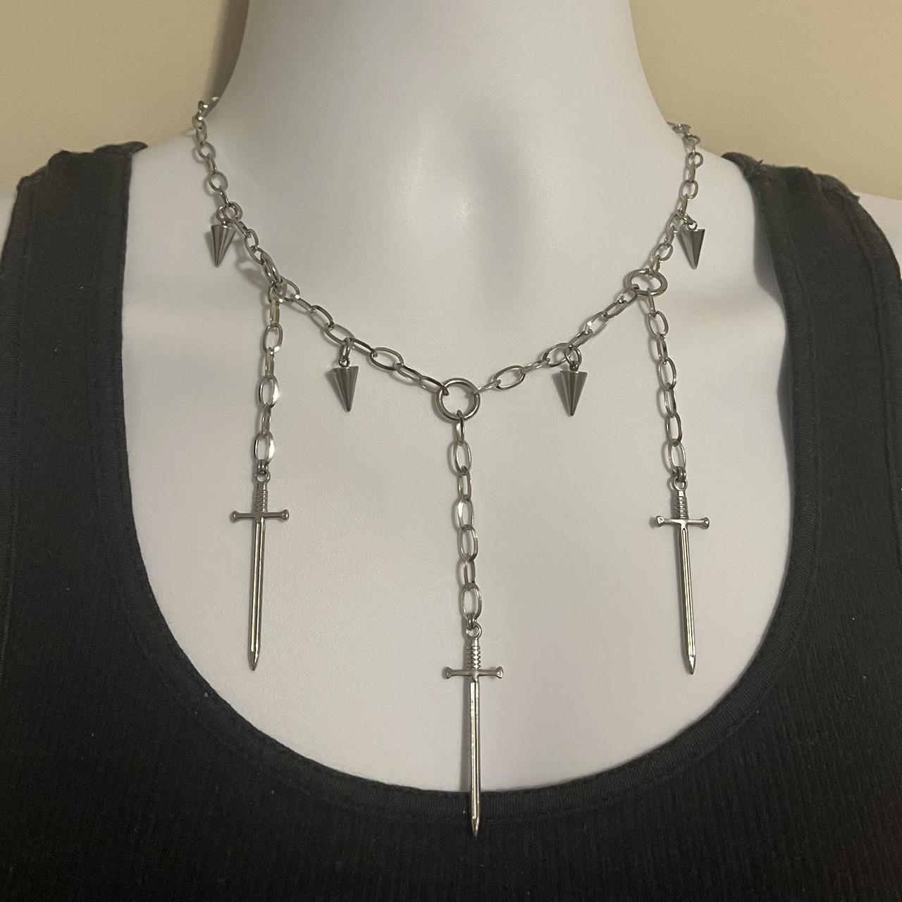 triple sword necklace * 100% stainless steel *... | Depop