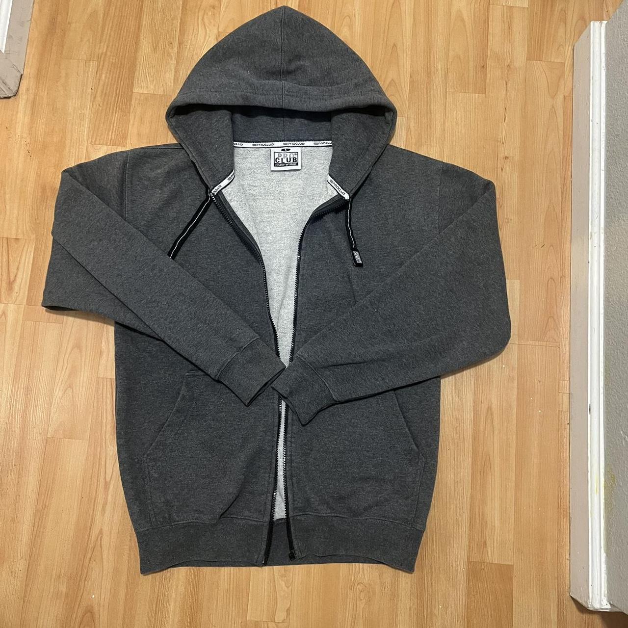 Grey Pro Club Zip up/small MISSING ZIPPER - Depop