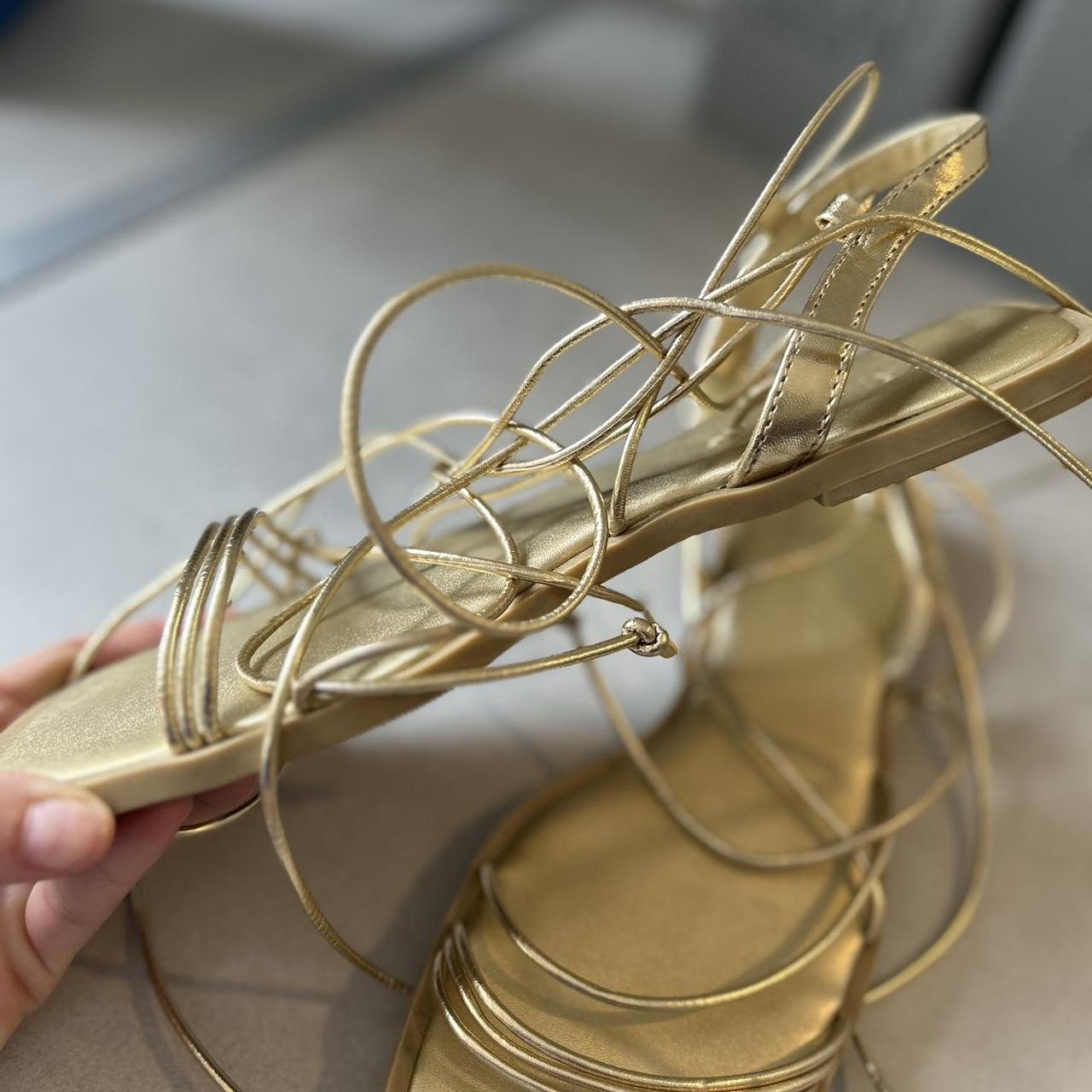 Gold lace up sandals Size 3 - Depop