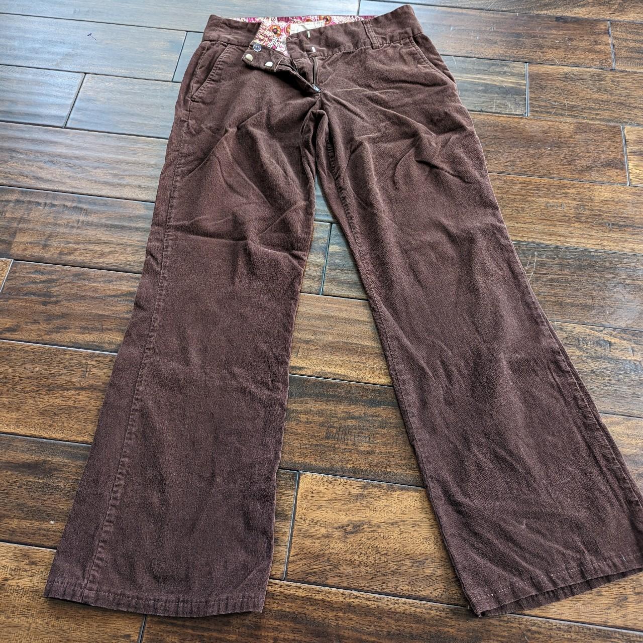 Vintage brown flare leg pants. Low rise very fine... - Depop