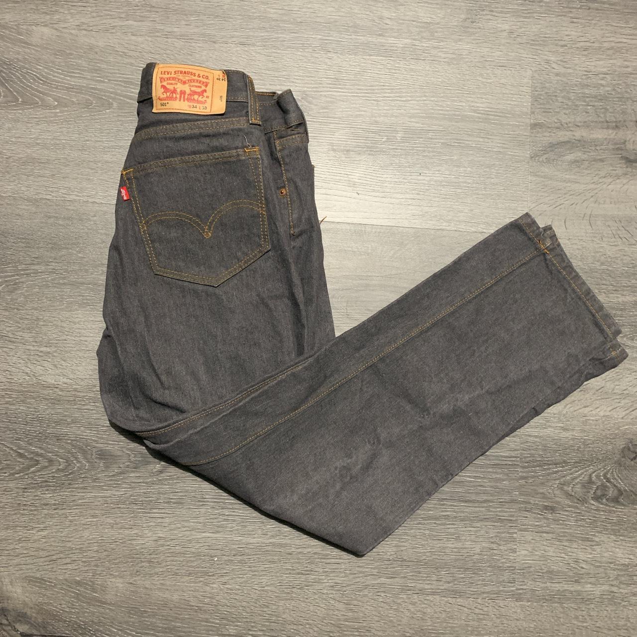 Dark Grey 501 Levi Jeans (34W - 30L) - Depop