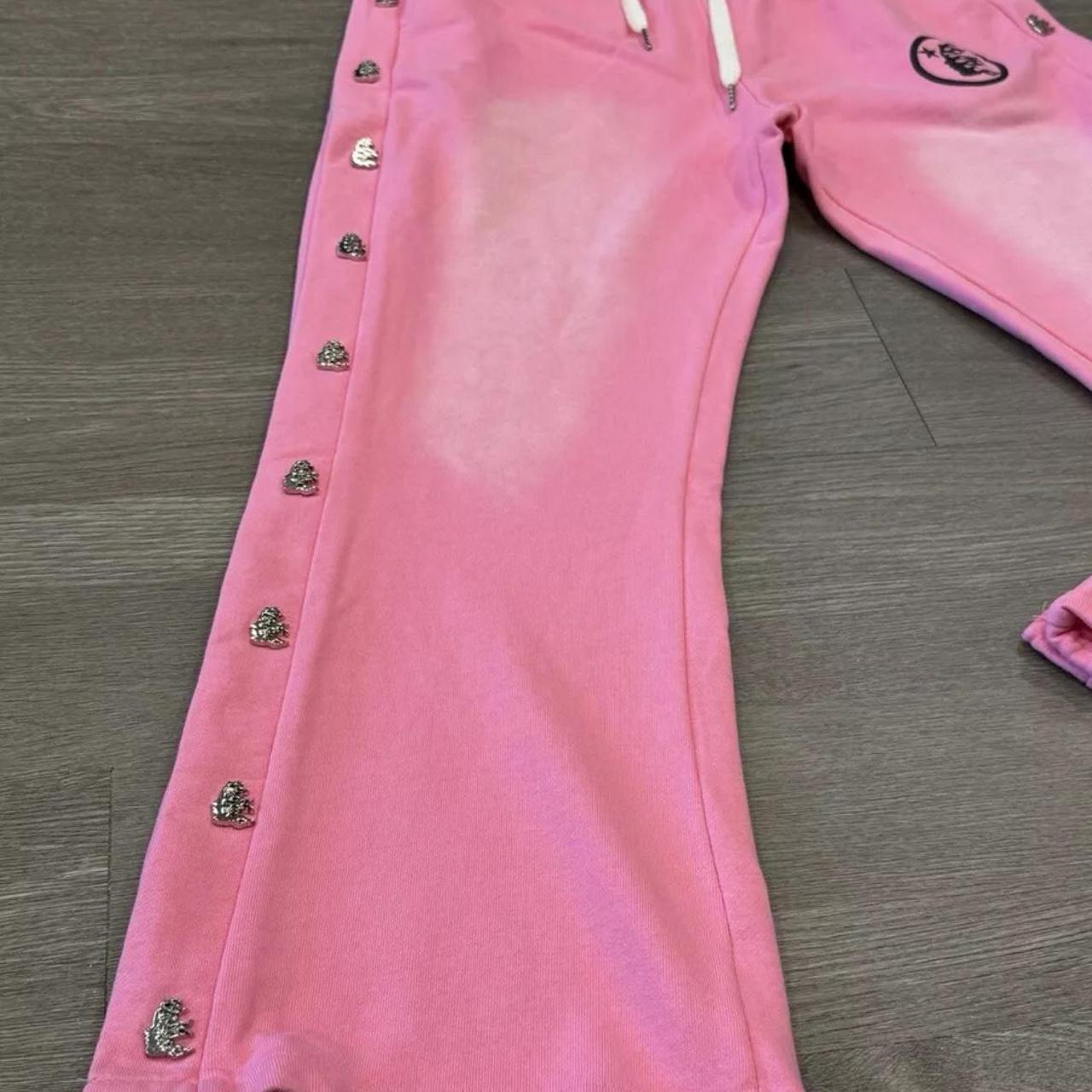 -Pink Hellstar Sweatpants With White Wash -Brand New... - Depop
